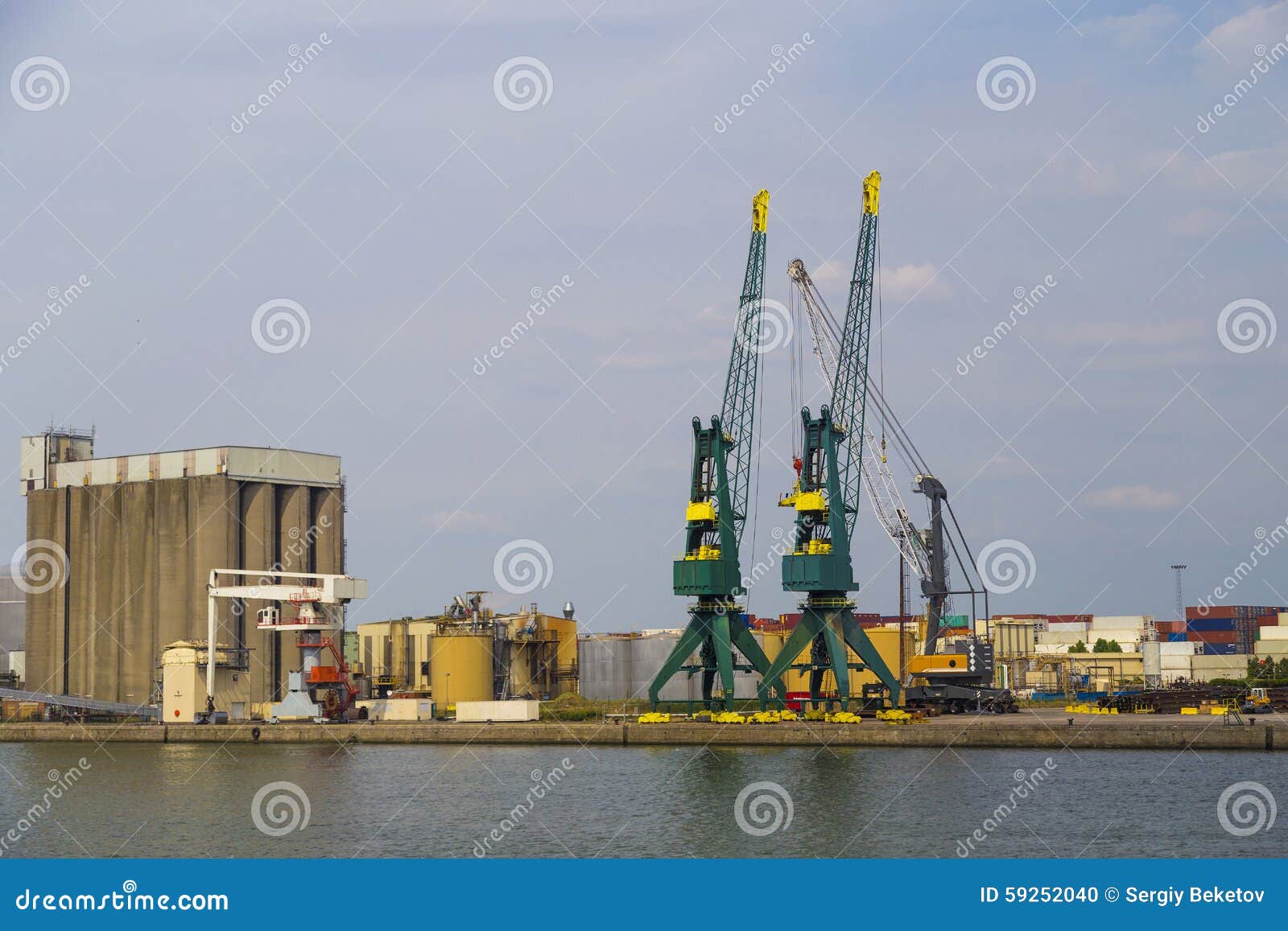 Large Container Cranes in Port of Antwerp Stock Photo - Image of ...