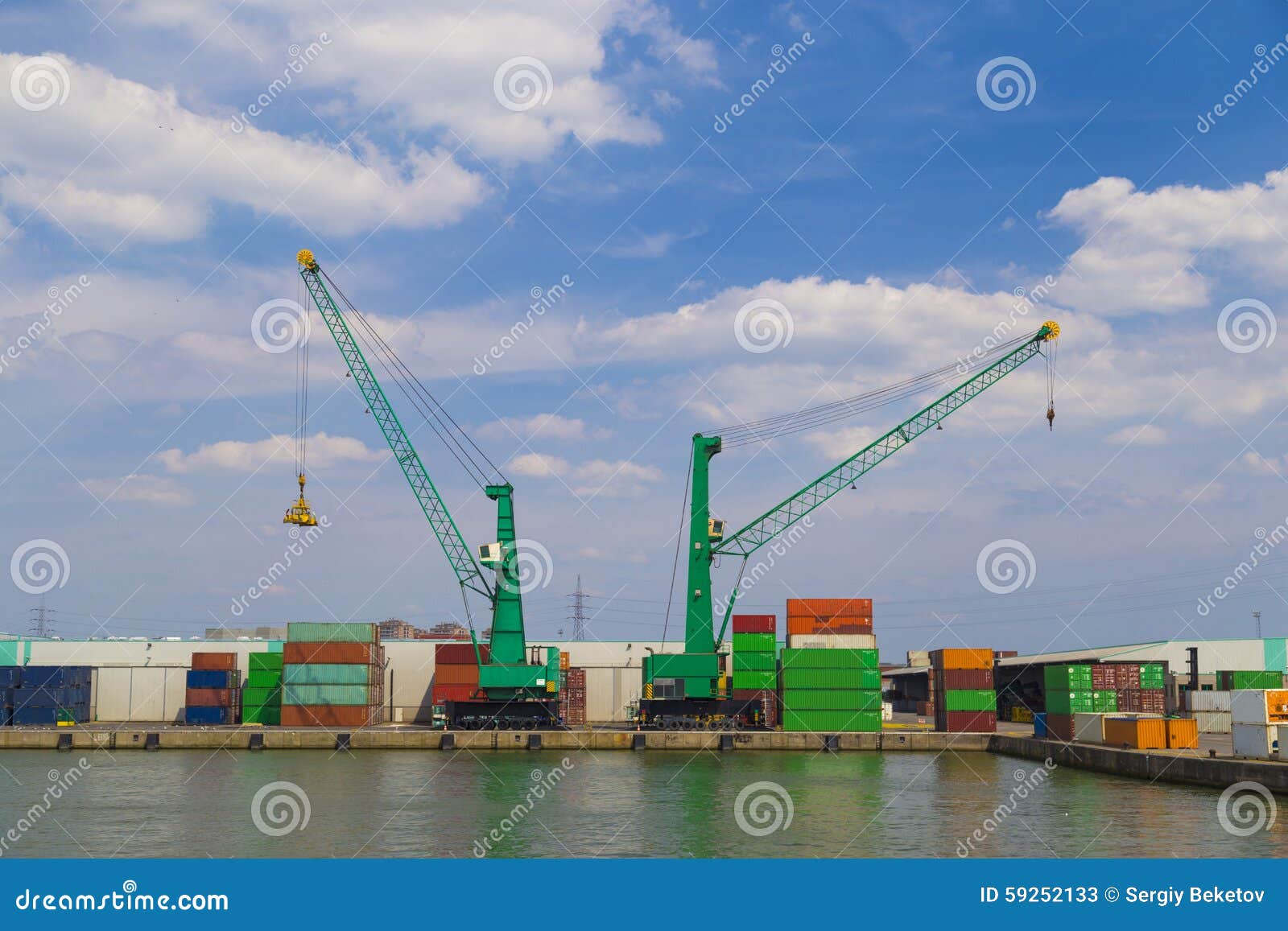 Large Container Cranes in Port of Antwerp Stock Image - Image of high ...