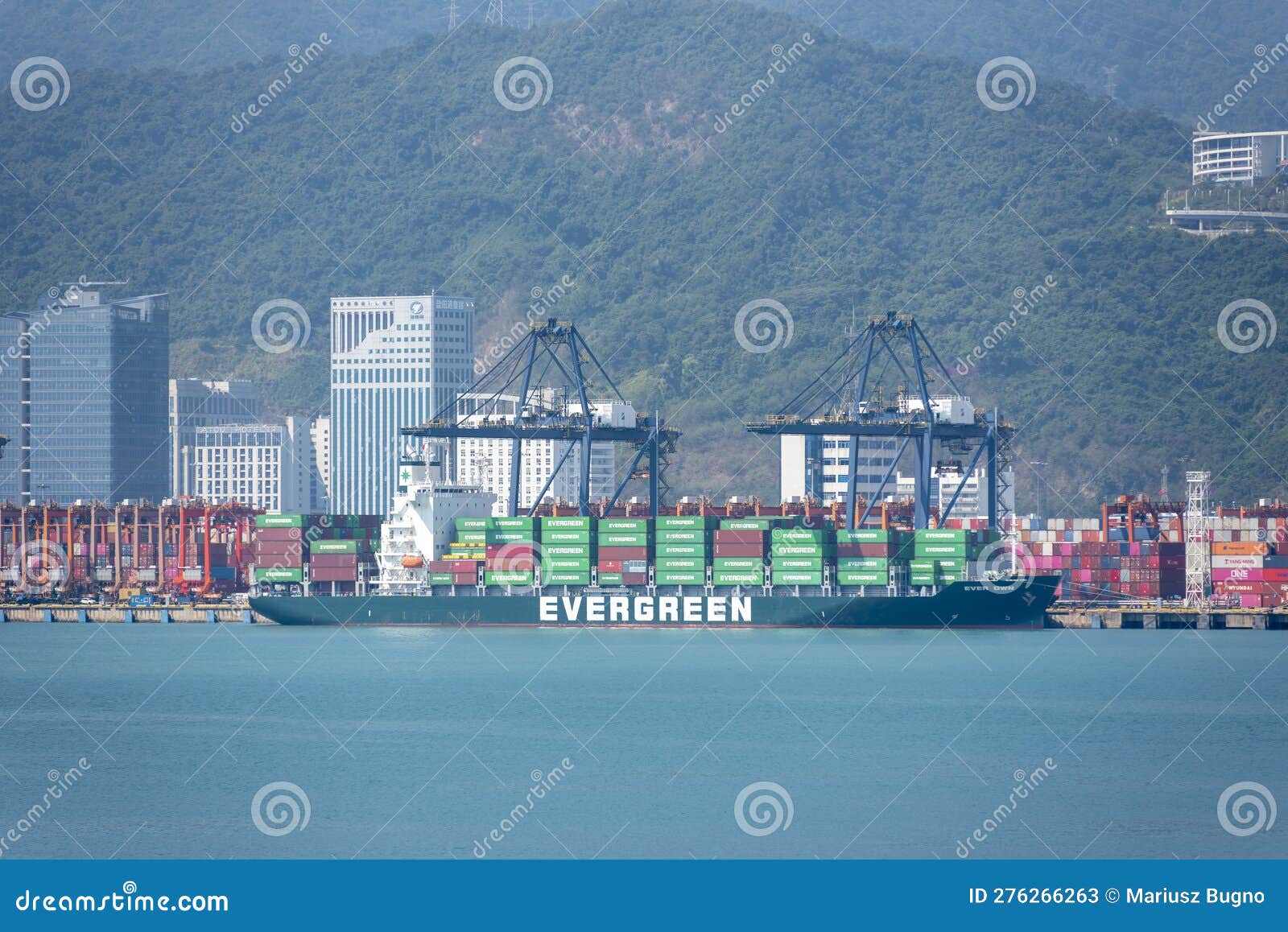 Large Container Ship Berthed In The Container Terminal Editorial Stock