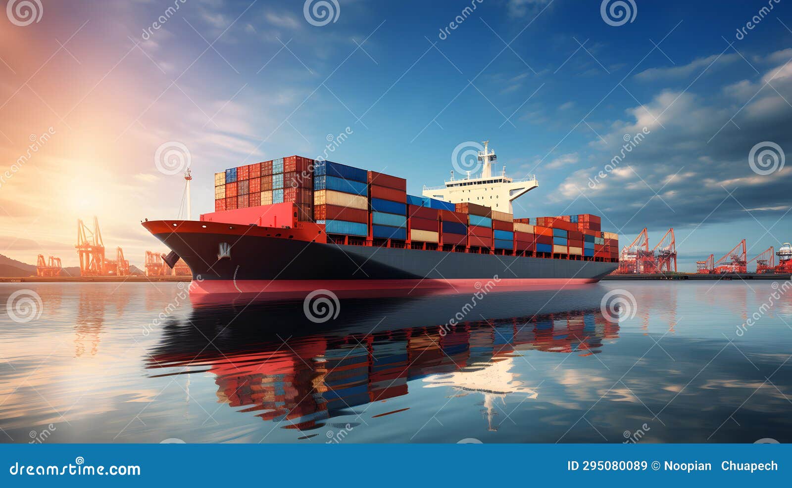 A Large Container Ship Carrying Colorful Containers in the Ocean Sea by ...