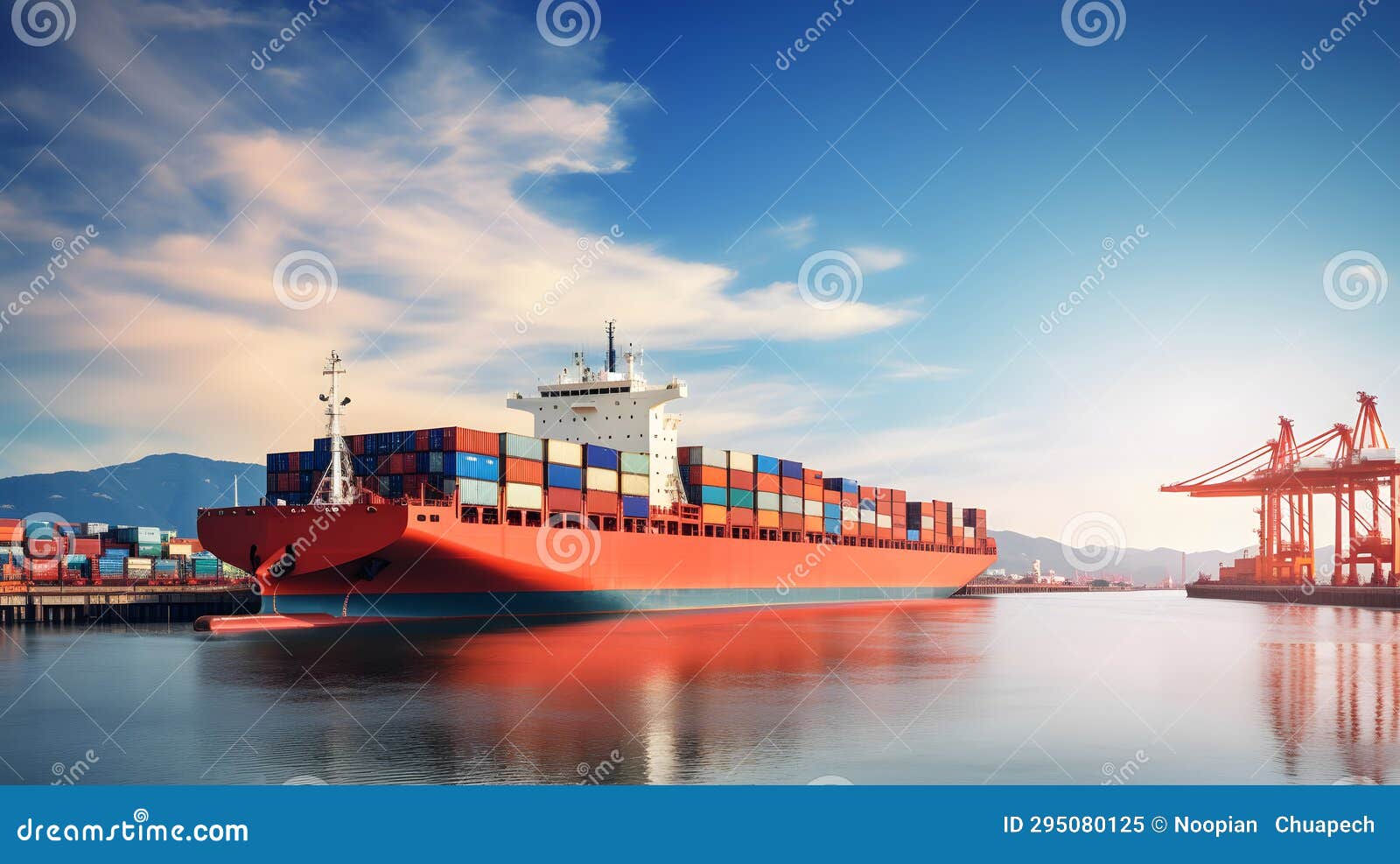 A Large Container Ship Carrying Colorful Containers in the Ocean Sea by ...