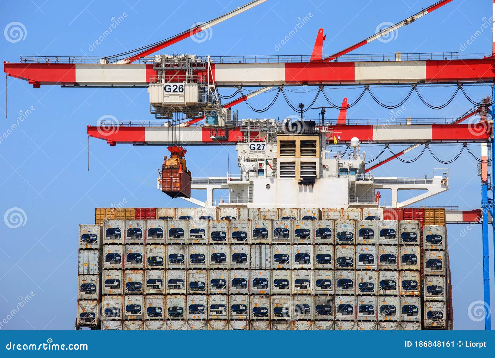 Large Container Ship Loaded with Refrigerated Containers. Stock Image ...