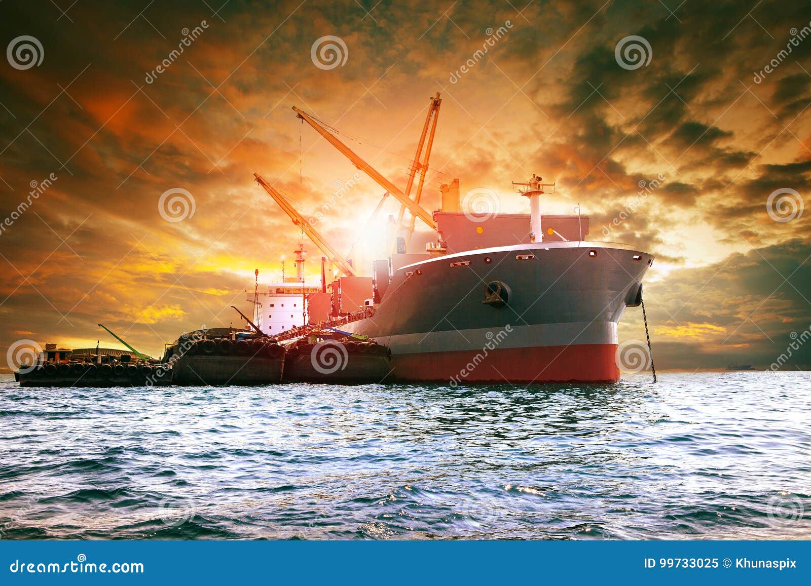 Large Container Ship Loading Industries Product for Logistic Bus Stock ...