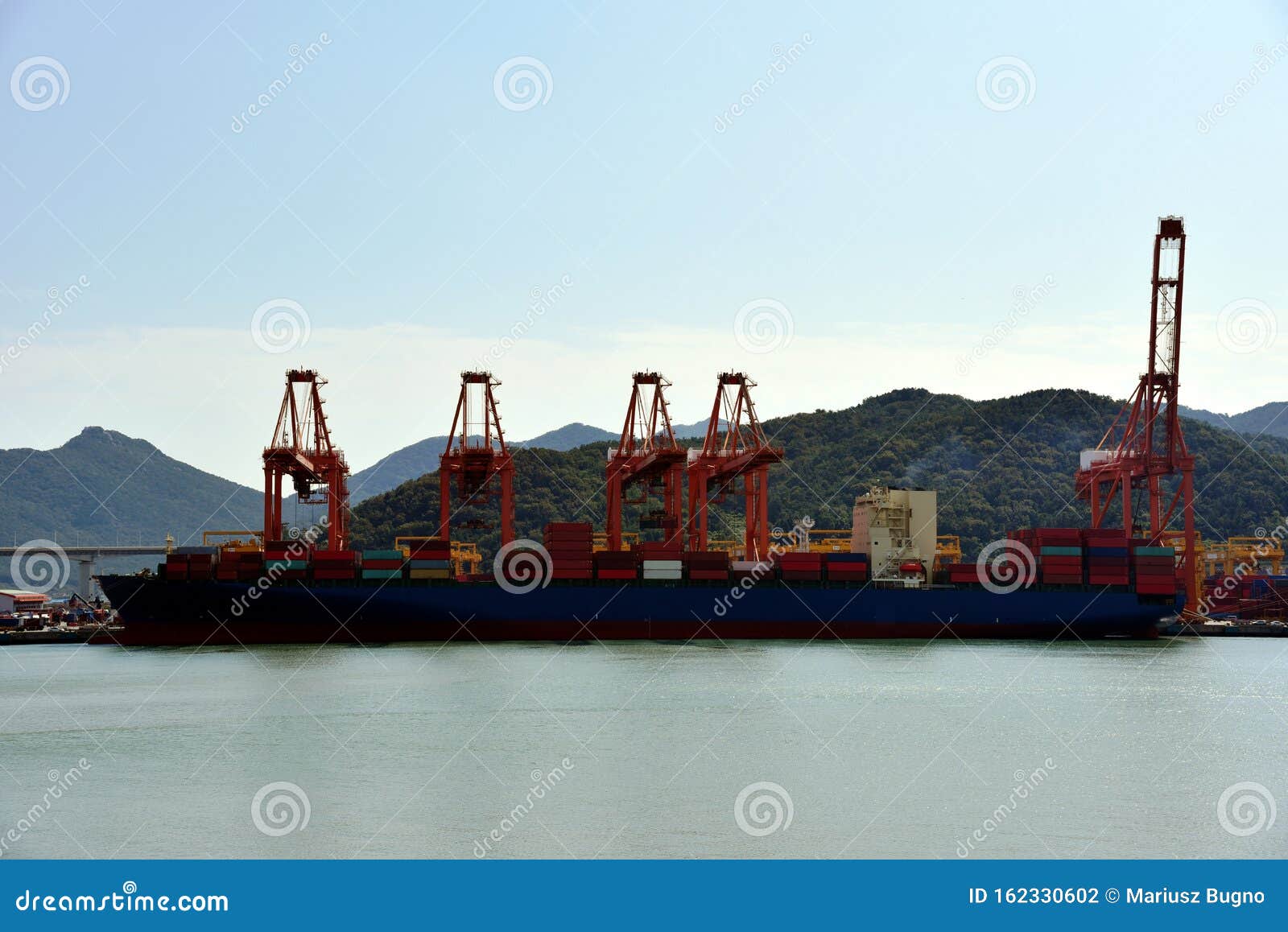 Container Ship in the Port of Busan. Stock Photo - Image of industry ...