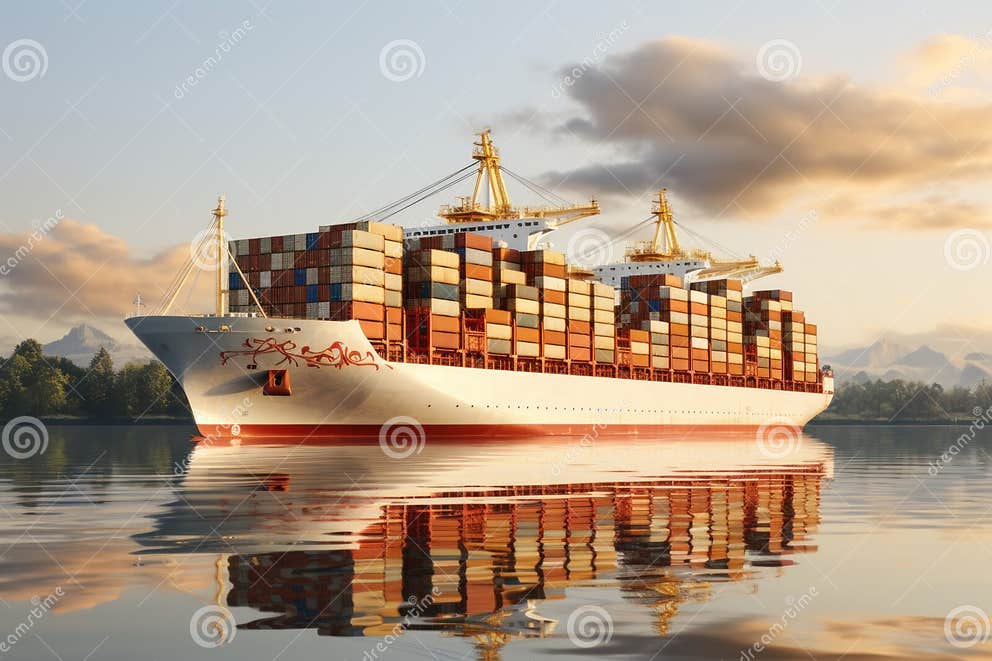 A Large Container Ship Sailing on a Body of Water. Generative AI Image ...