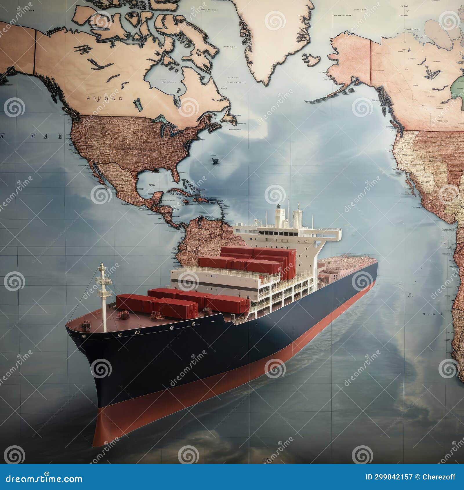 Container Ship Sails between Continents Stock Image - Image of ocean ...
