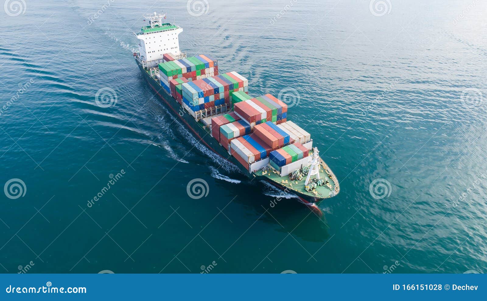 Large Container Ship at Sea. Aerial Top View of Cargo Container Ship ...