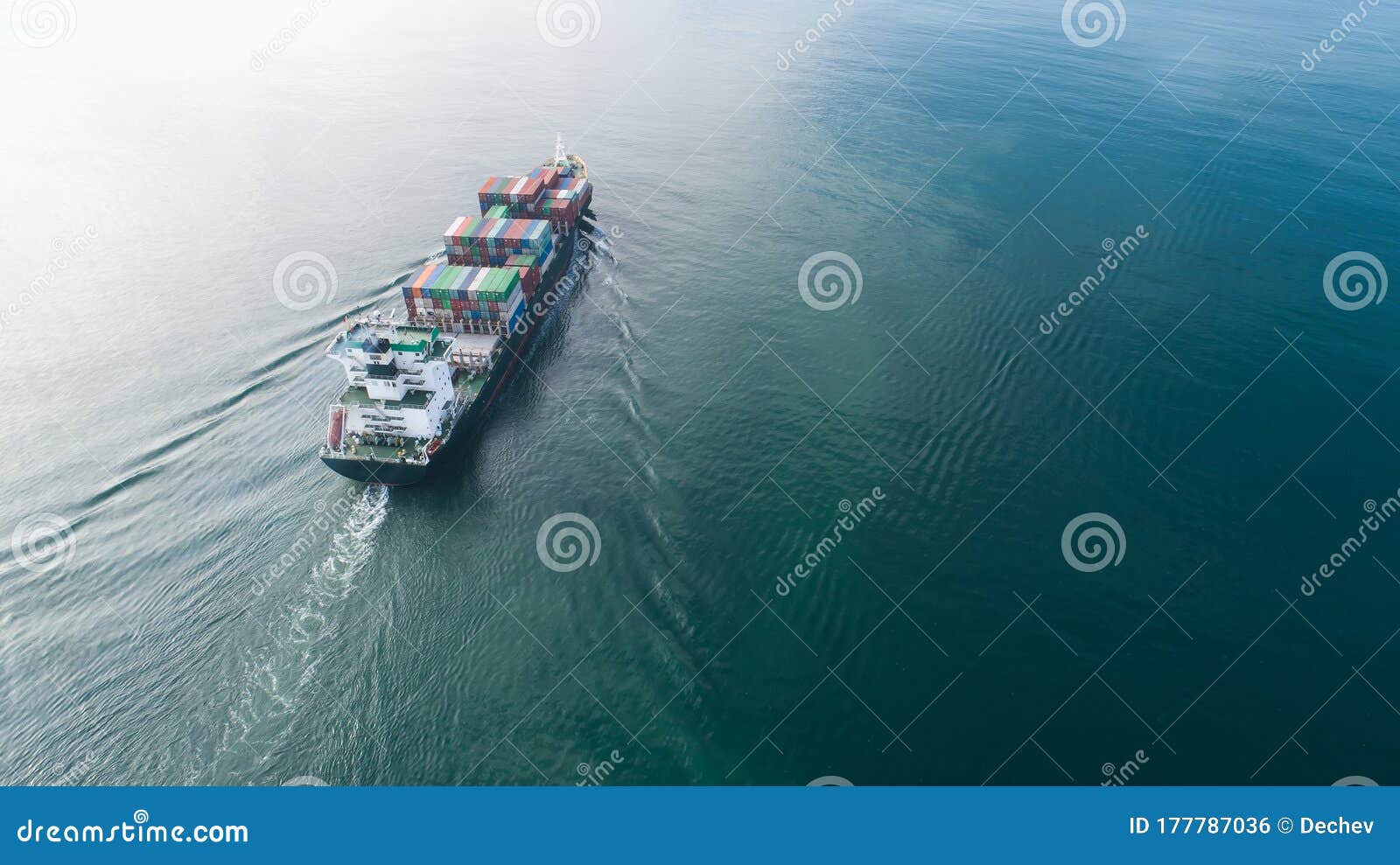 Large Container Ship at Sea. Aerial Top View of Cargo Container Ship ...