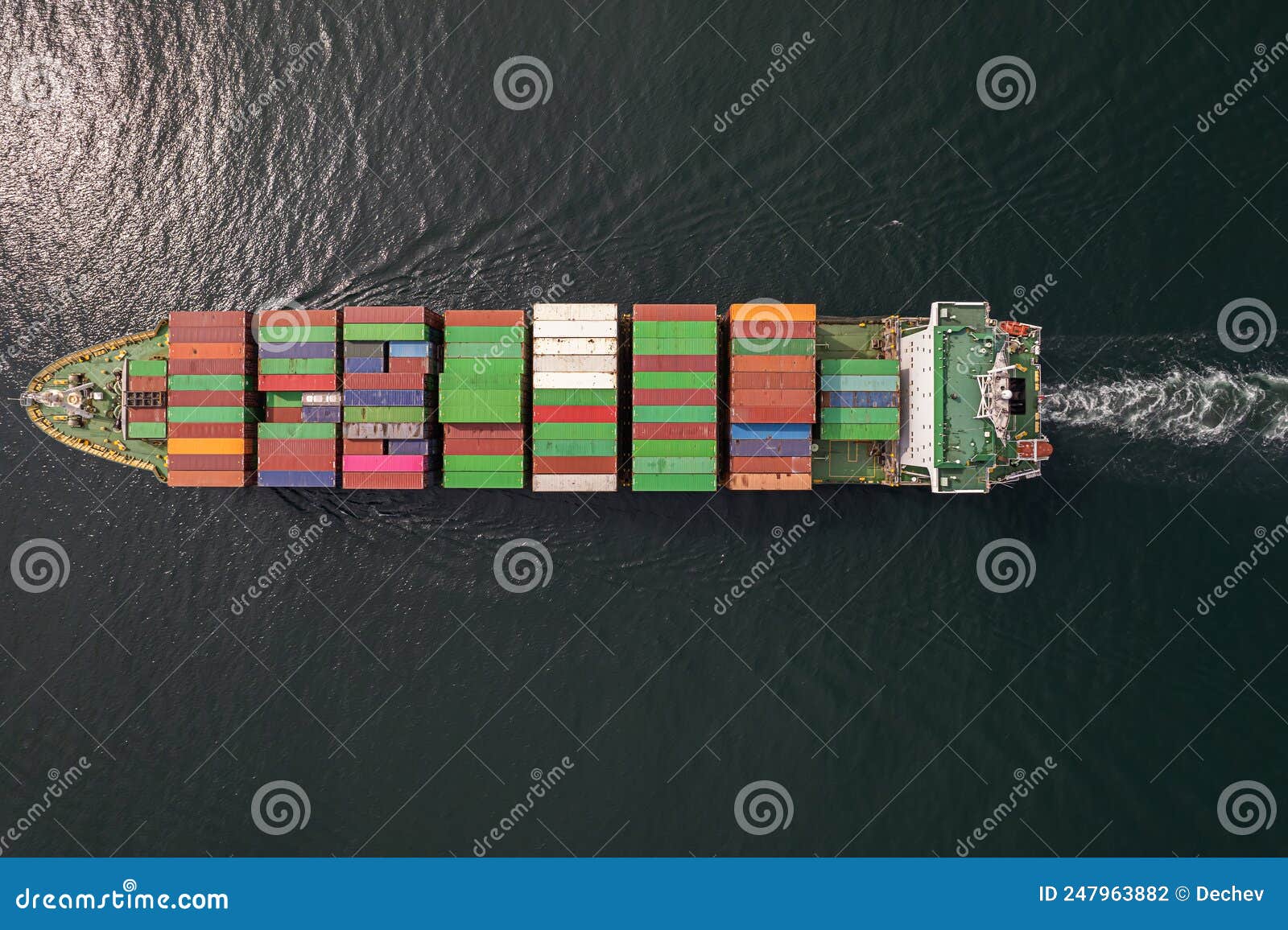 Large Container Ship at Sea. Aerial Top View of Cargo Container Ship ...