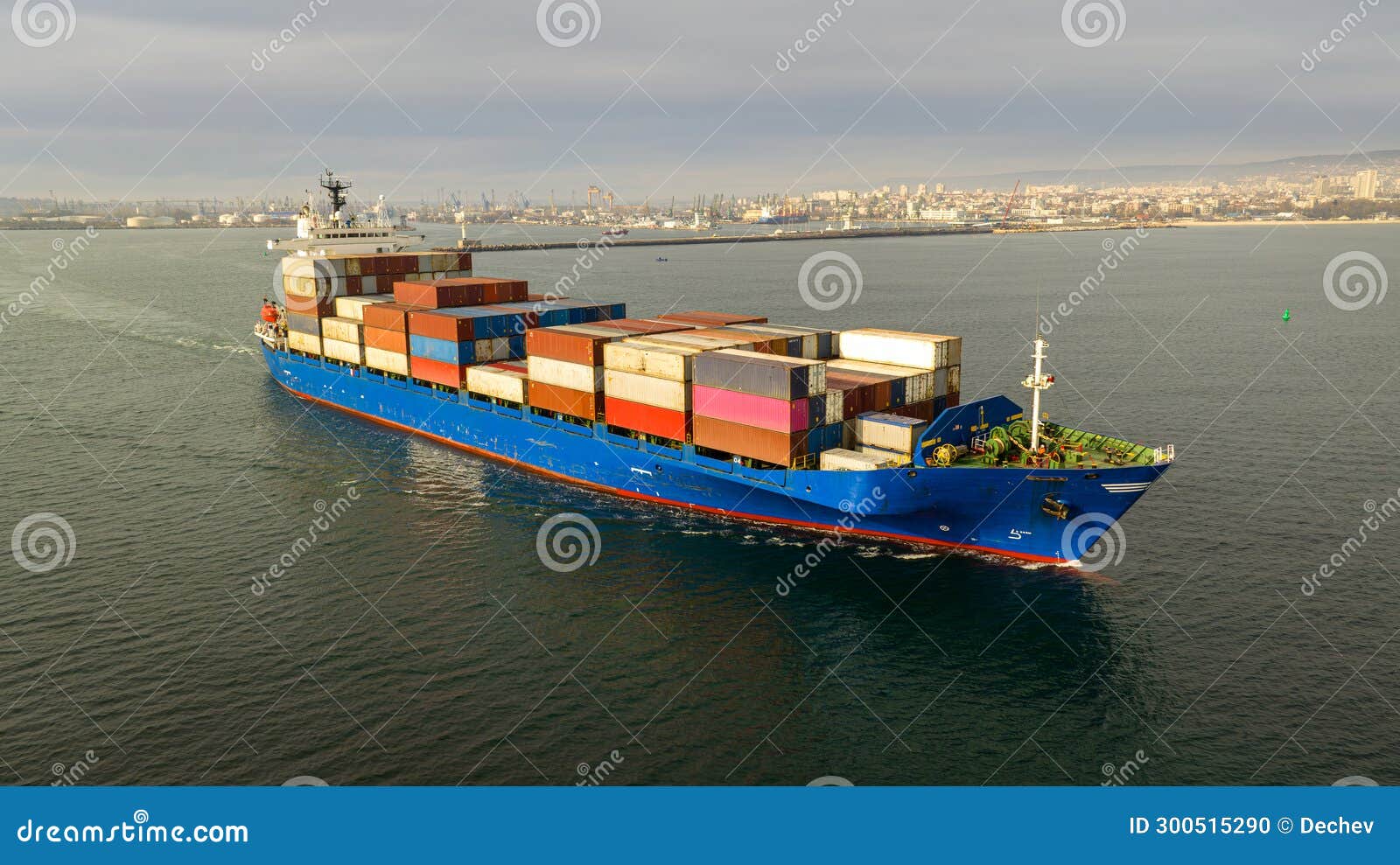 Large Container Ship at Sea. Aerial View of Cargo Container Ship Vessel ...