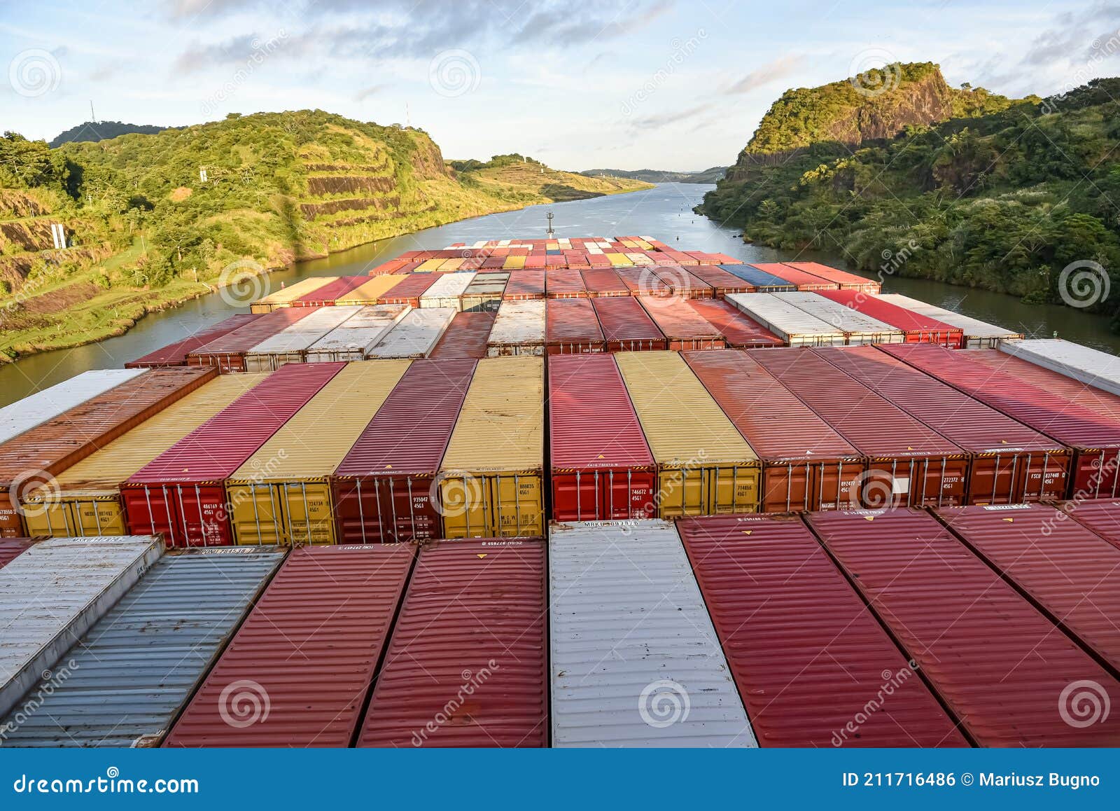 Large Container Ship Transiting Panama Canal. Editorial Photo - Image ...