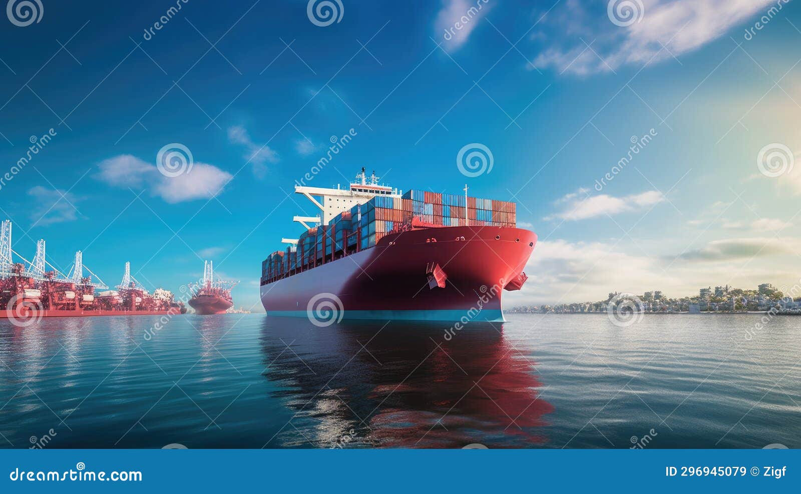 Large Container Ship in Water with Large Cargo Container Stock ...