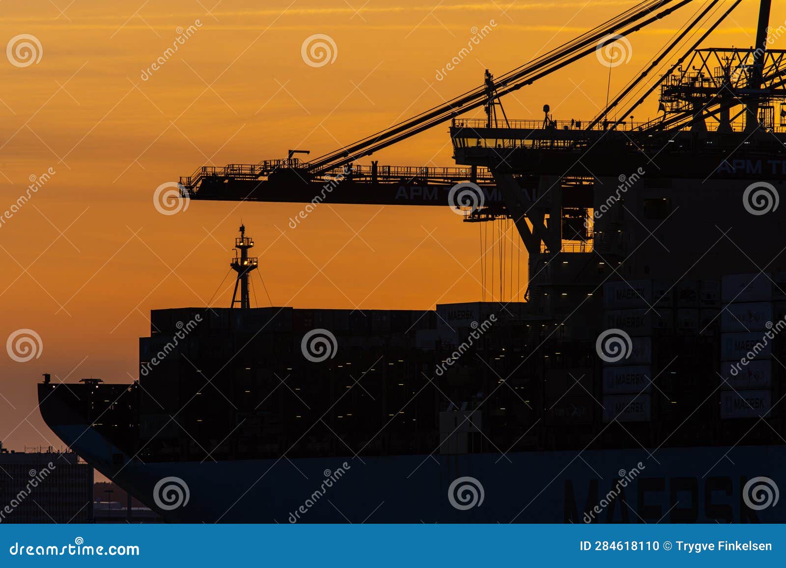 Large Container Vessel Loading Goods at Port.. Stock Photo - Image of ...