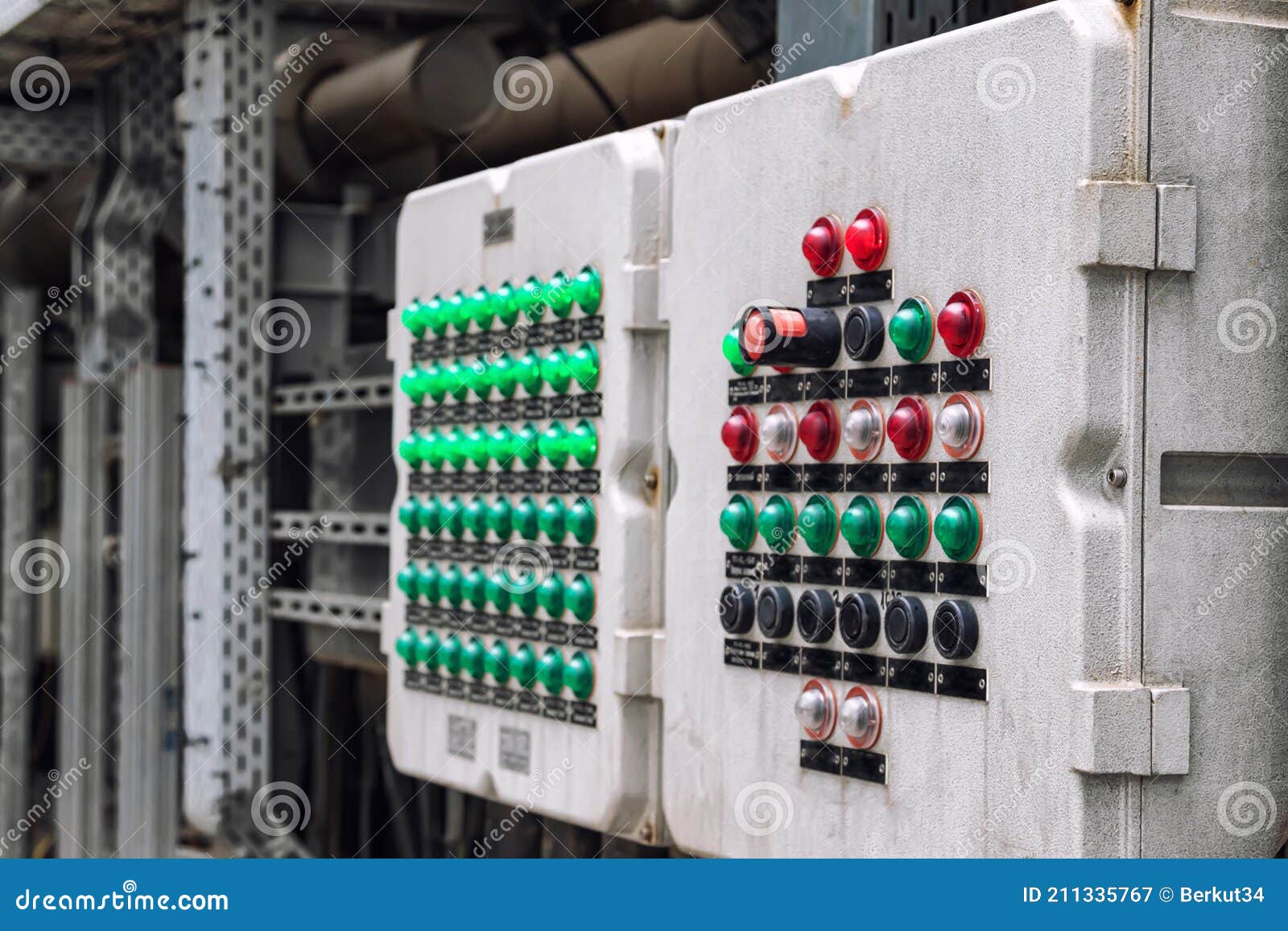 Large Control Panel with Multi-colored Lights on the Installation of a ...