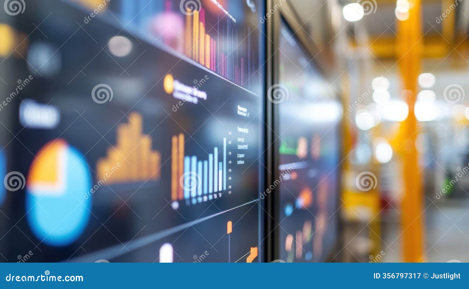 Large Control Panel Showing Charts and Data in Modern Factory Stock ...