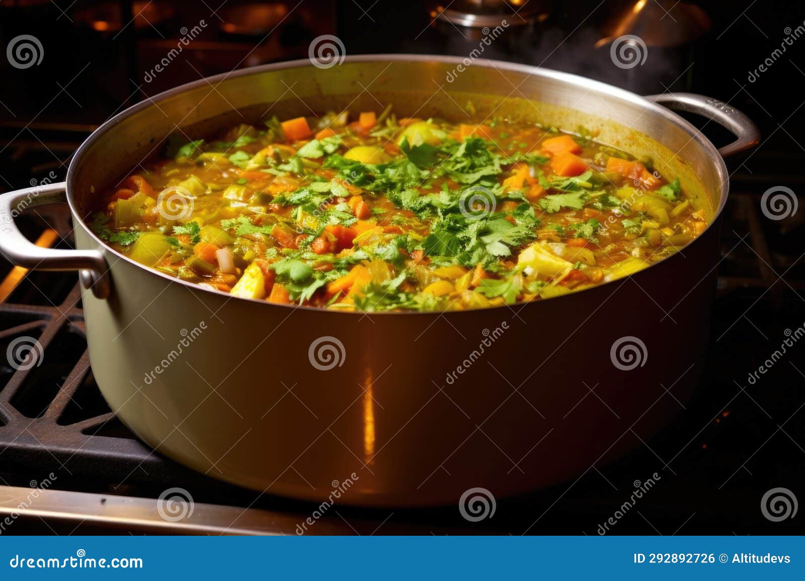 Large Cooking Pot Filled with Soup or Stew Stock Photo - Image of ...
