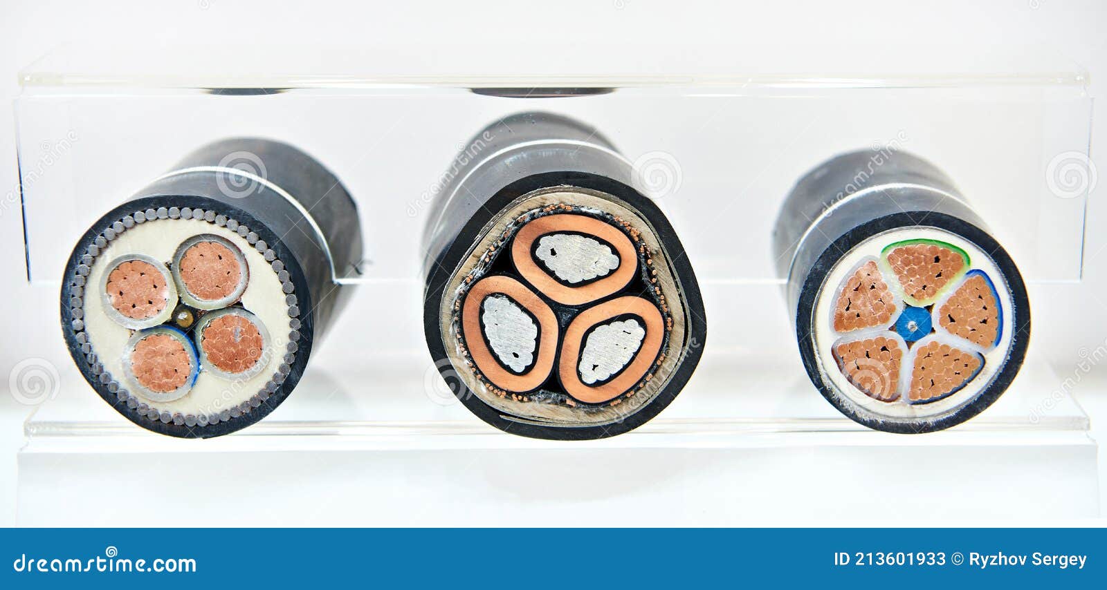 Copper and Aluminum Power Cable in Section Stock Image - Image of ...