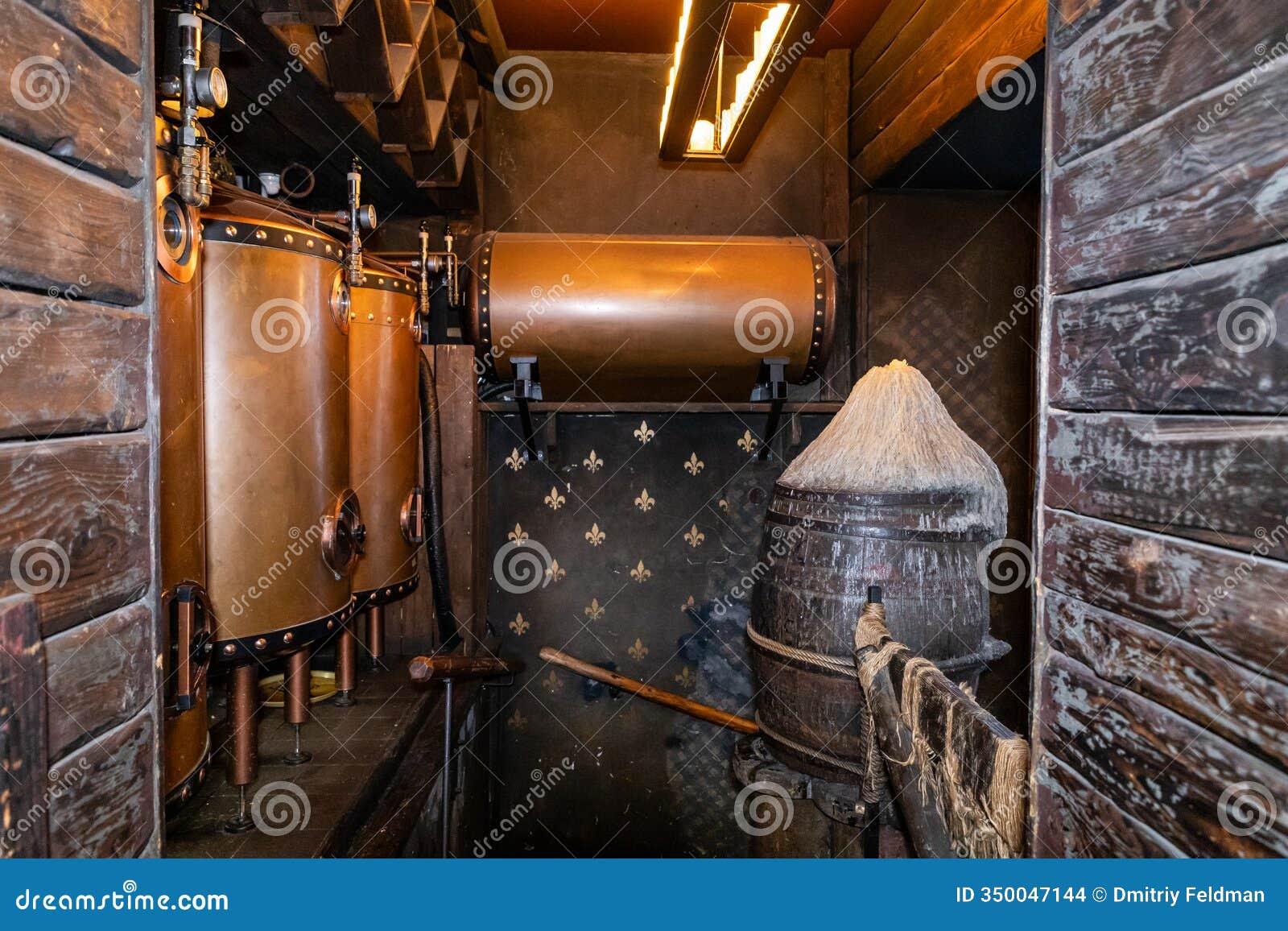 Large Copper Barrels for Brewing Beer in the Medieval Tavern Restaurant ...