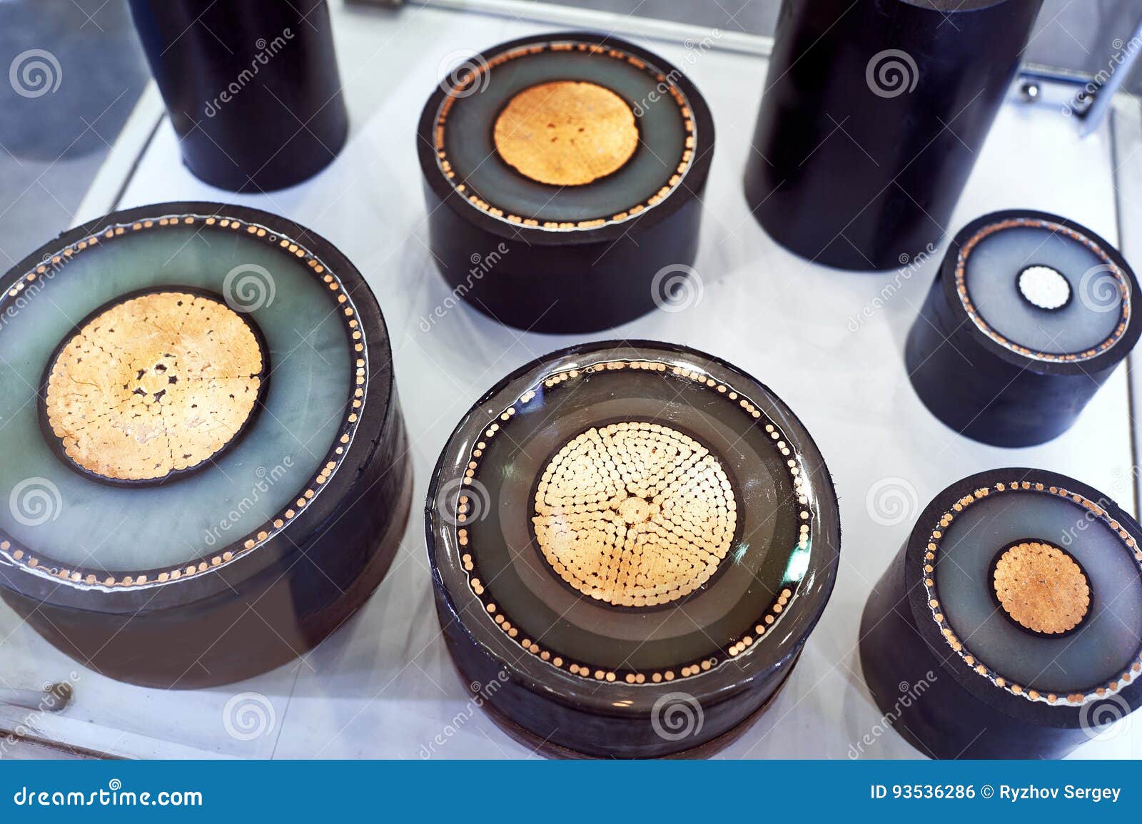 Large Copper Power Cable in Section Stock Photo - Image of idea ...