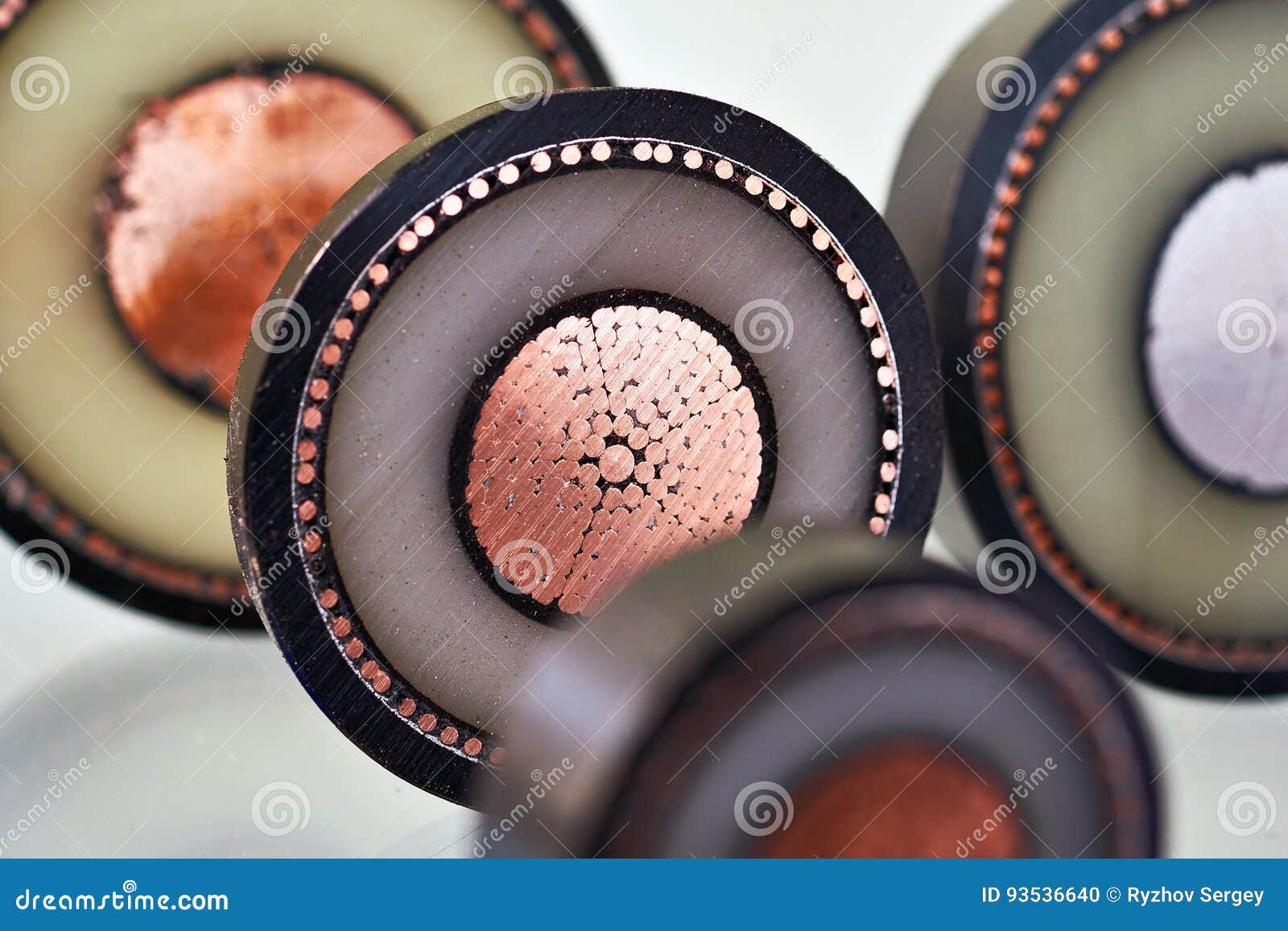 Large Copper Power Cable in Section Stock Photo - Image of industry ...