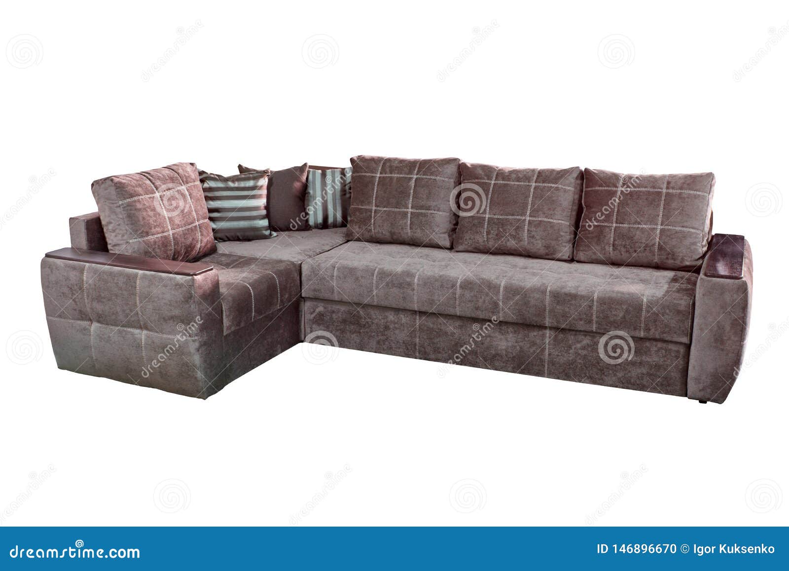 Large Corner Cozy Sofa in Chocolate Color Stitched with White Thread ...