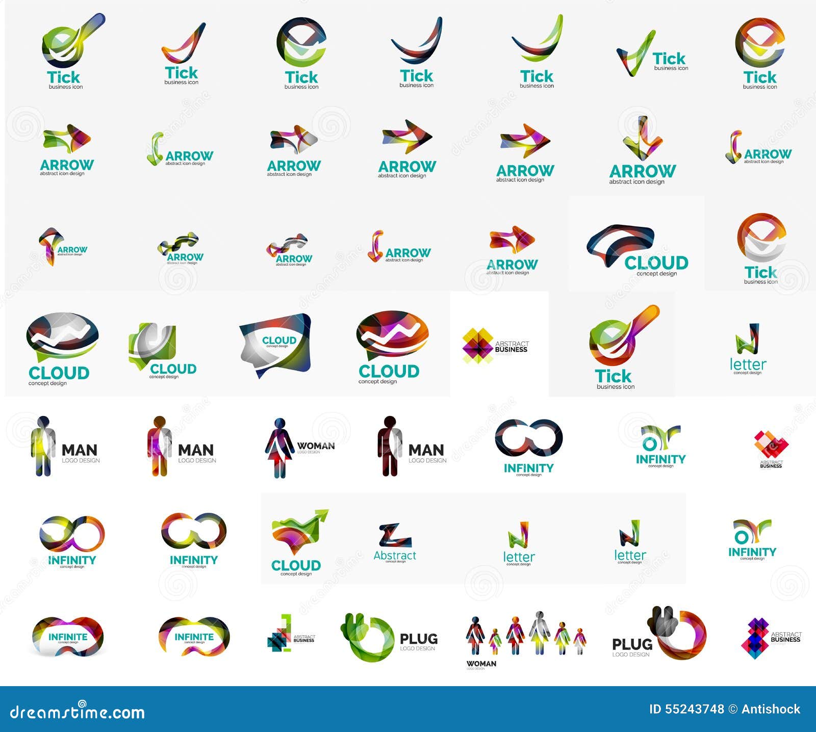 Large Corporate Company Logo Collection. Universal Stock Vector ...