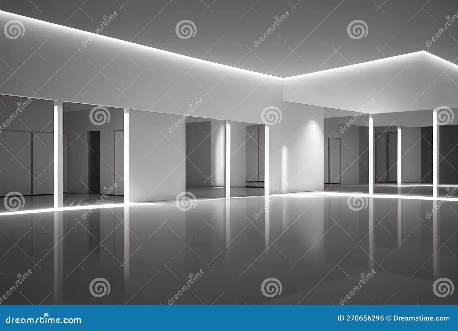 Large Corridors in Concrete Interior, Abstract Architectural Forms ...