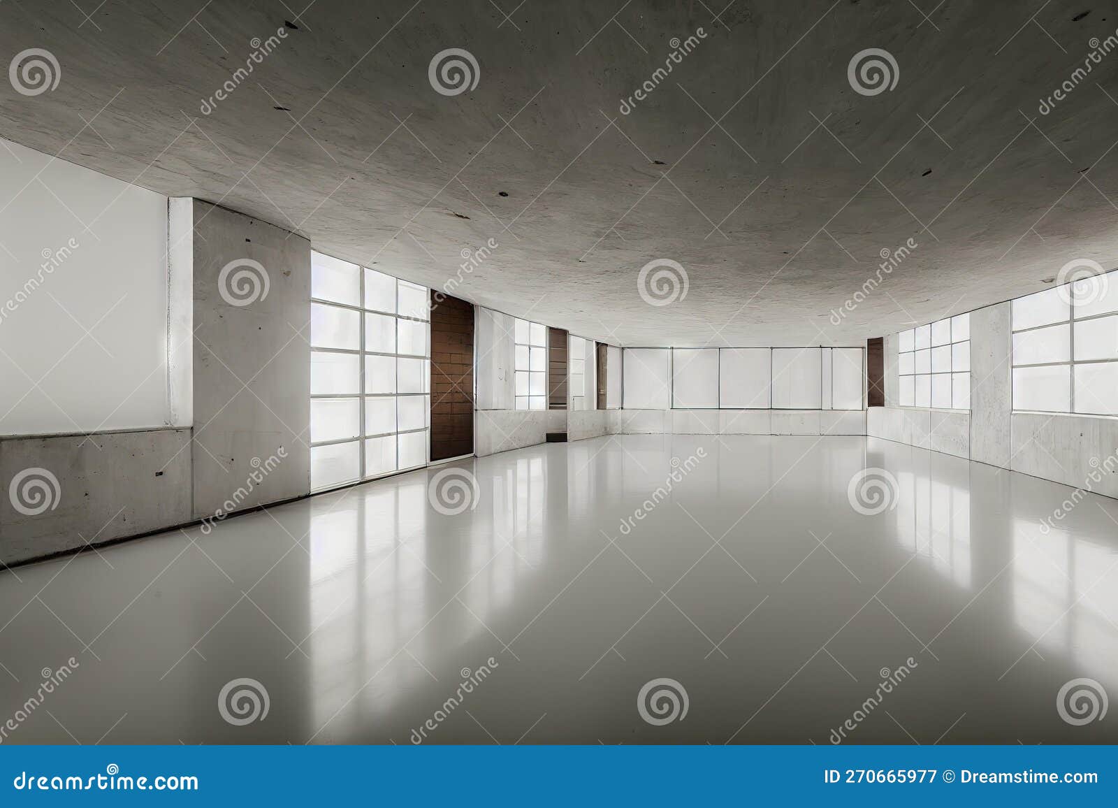 Large Corridors in Concrete Interior, Abstract Architectural Forms ...