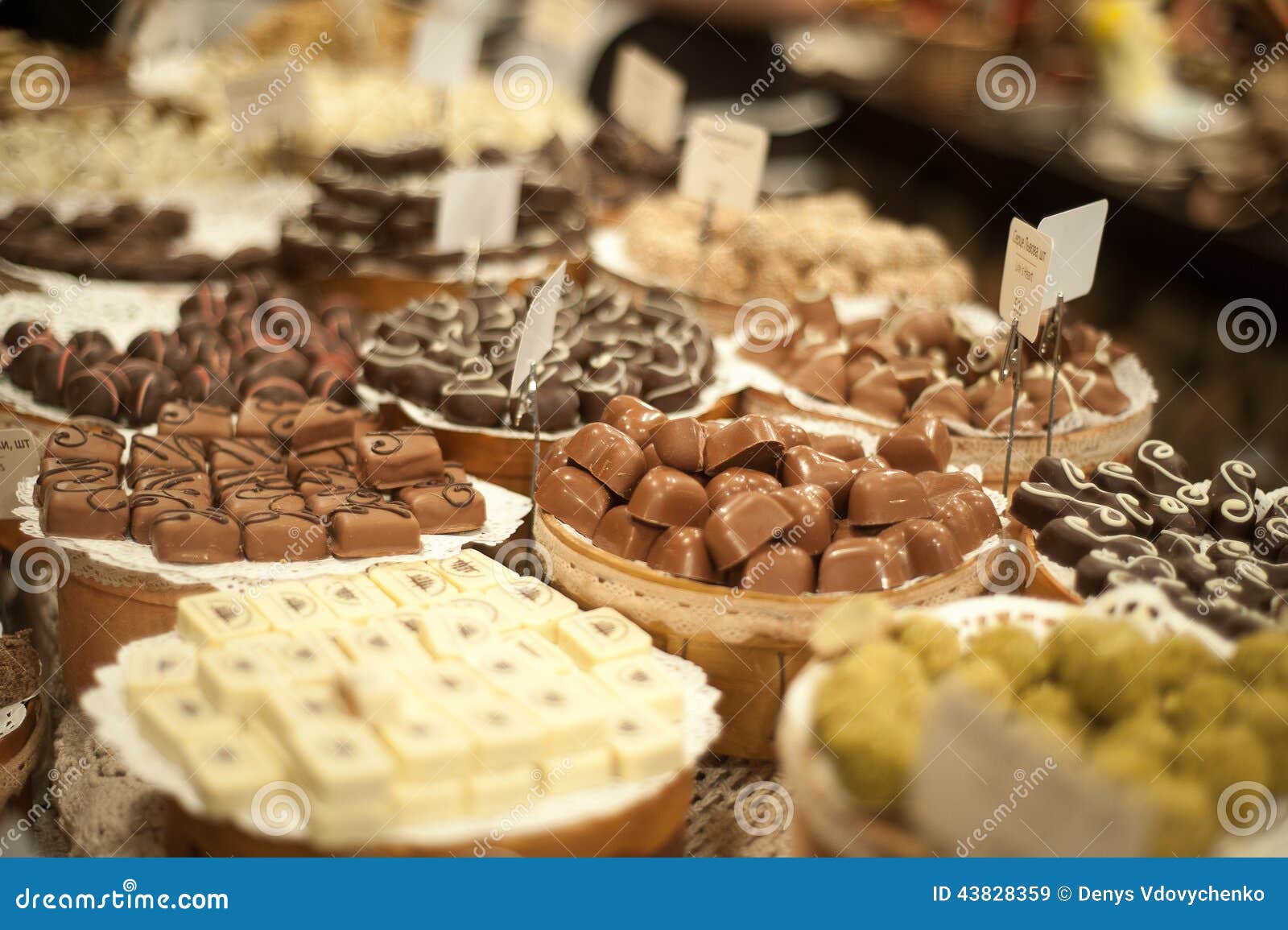 Large Counter with Chocolate Candies Stock Image - Image of mixed ...