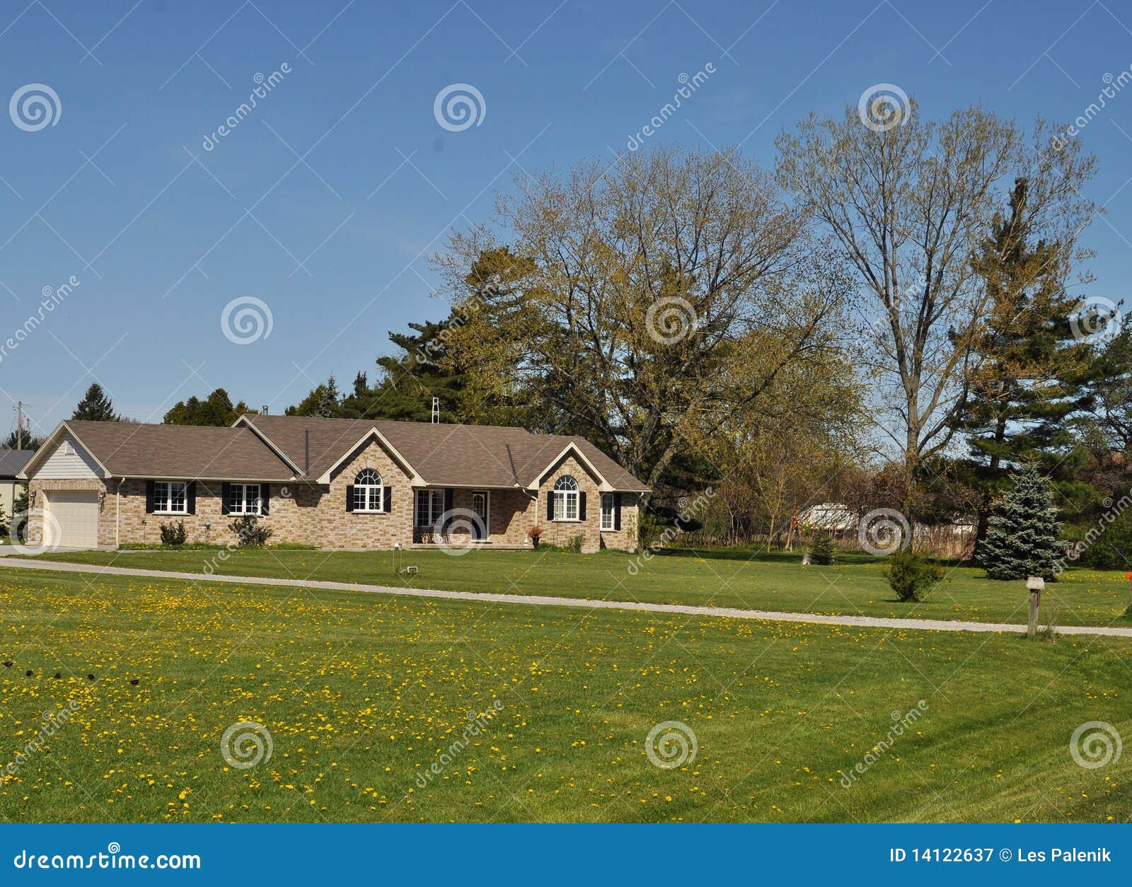 Large country home stock image. Image of lawn, country - 14122637