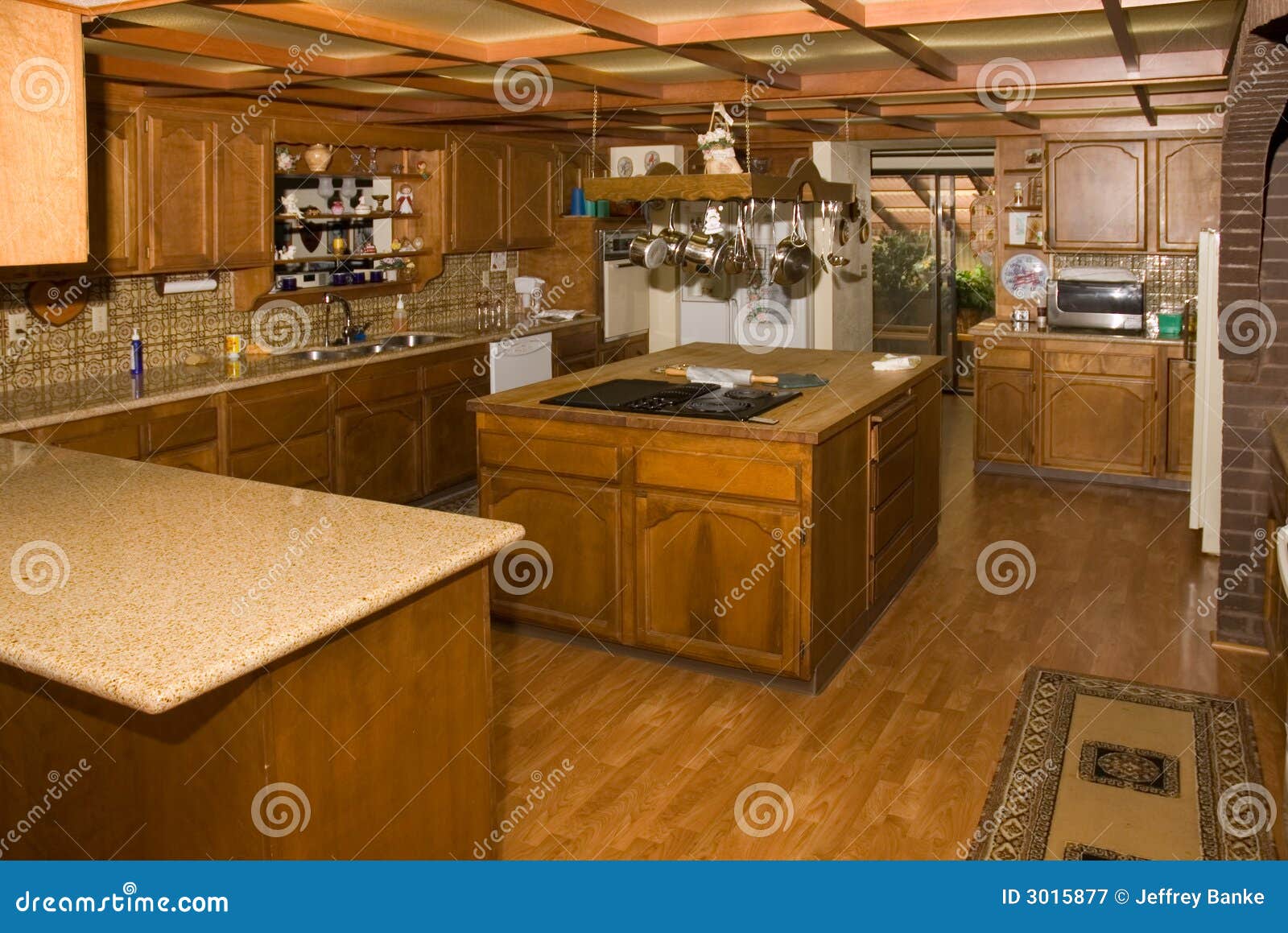 Large Country kitchen stock image. Image of bowls, beam - 3015877