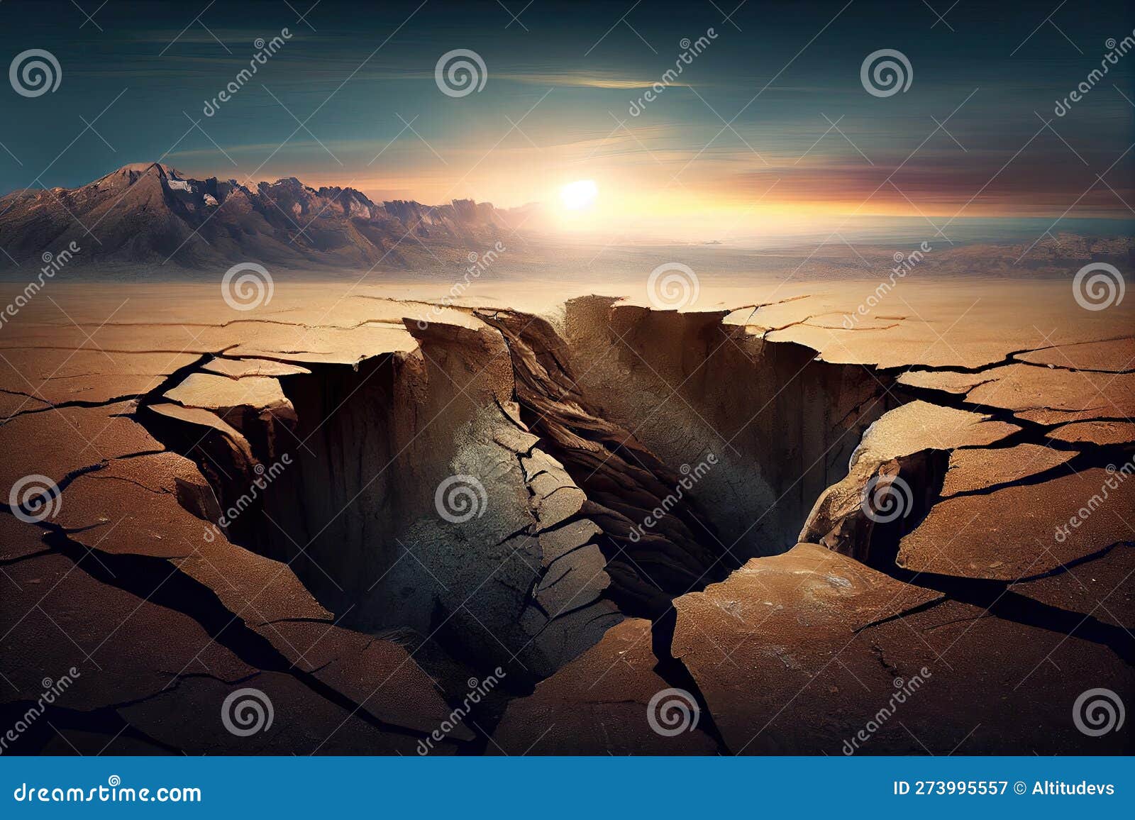 Large Cracks in Earth S Surface after Aftermath Earthquake Stock ...