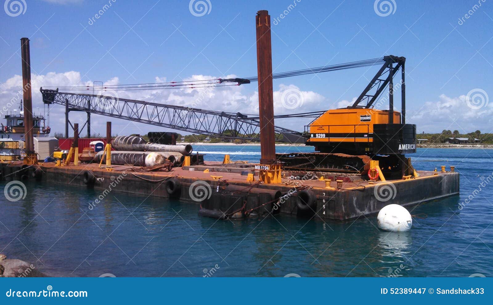 Large crane on barge editorial photography. Image of coastal - 52389447