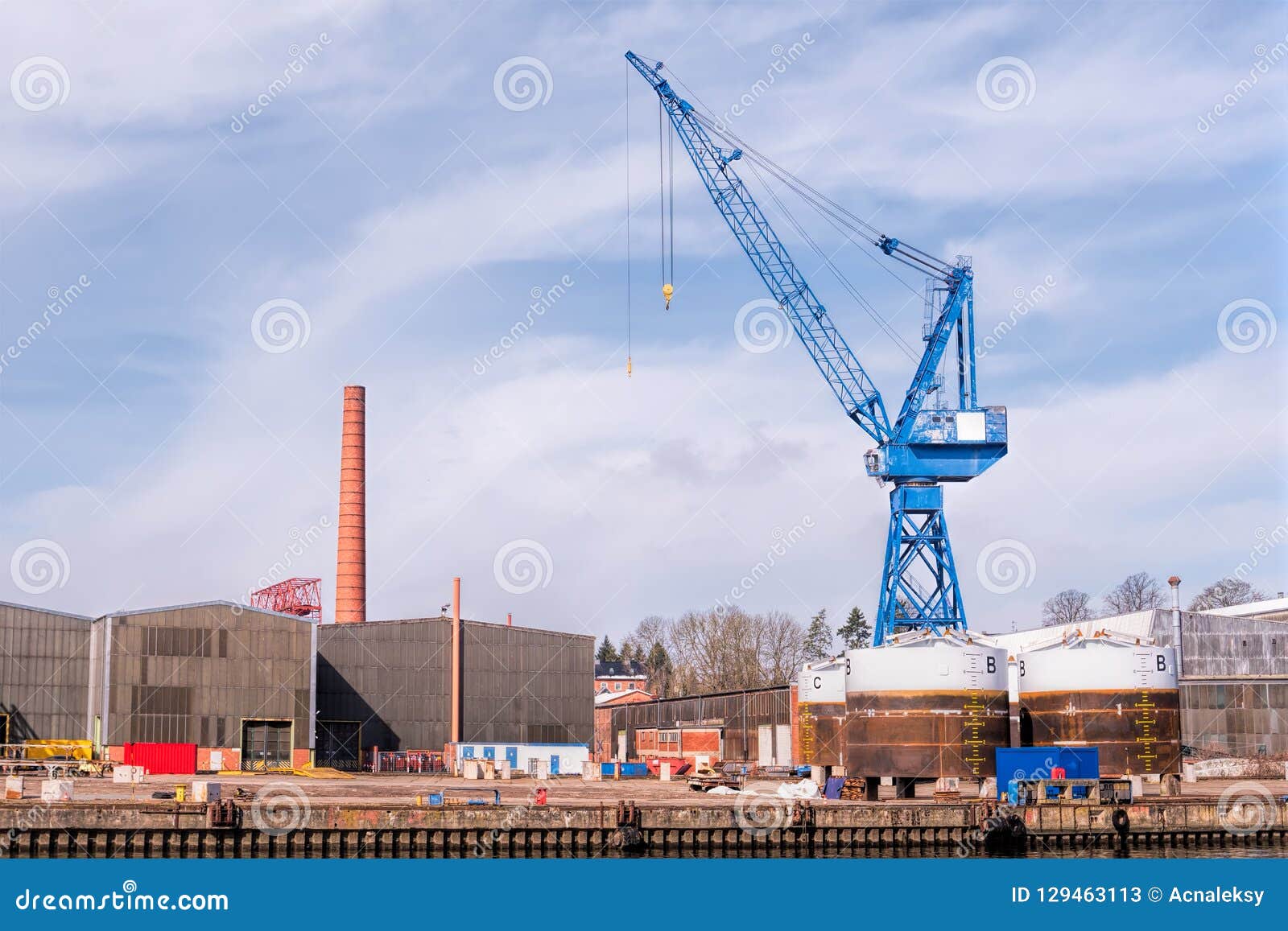 Large Crane for Loading Different Cargo. Industrial Dock in Lubeck ...