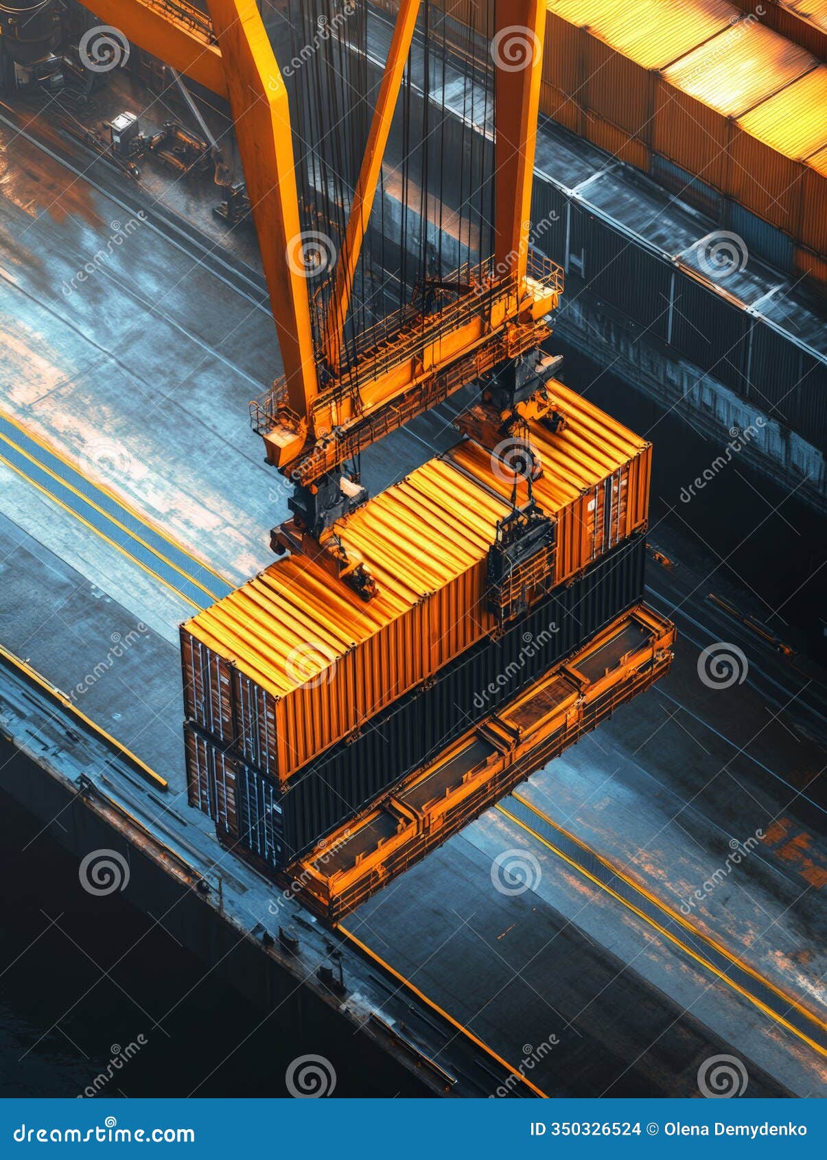 A Large Crane Operates at a Port, Lifting Cargo Containers for Loading ...