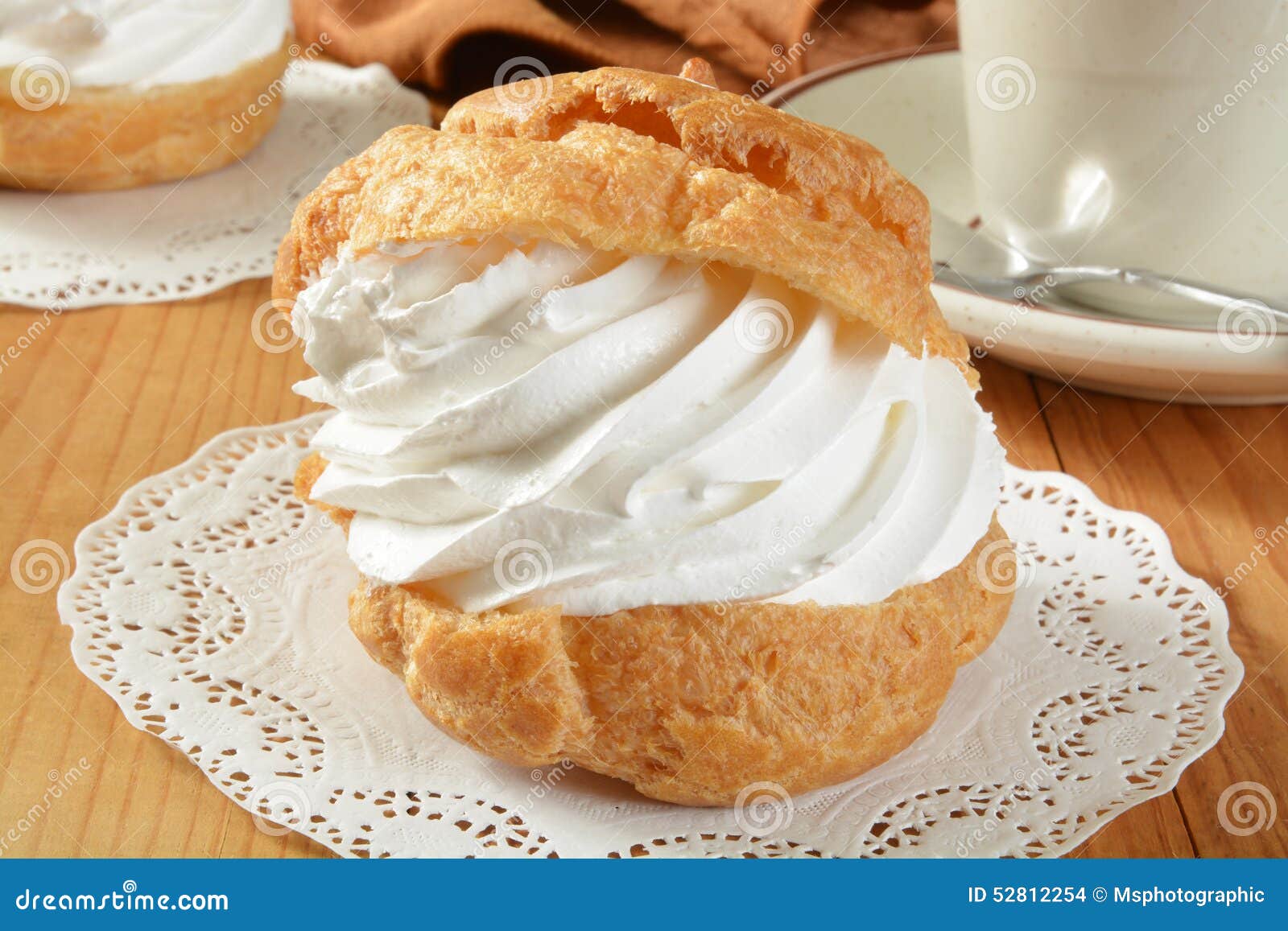 Large cream puff stock photo. Image of beverage, snack - 52812254
