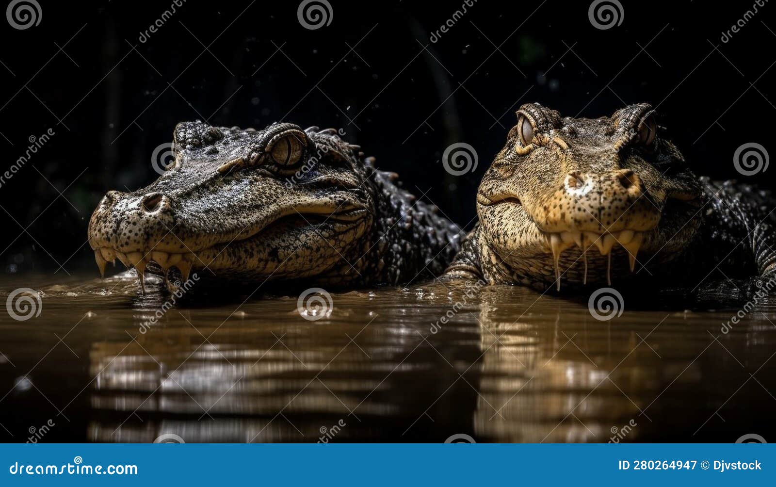 Large Crocodile and Alligator in Furious Underwater Confrontation ...