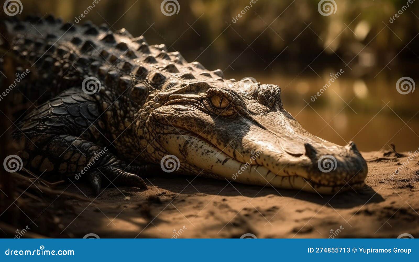 Large Crocodile Resting in Tropical Rainforest Pond Generated by AI ...