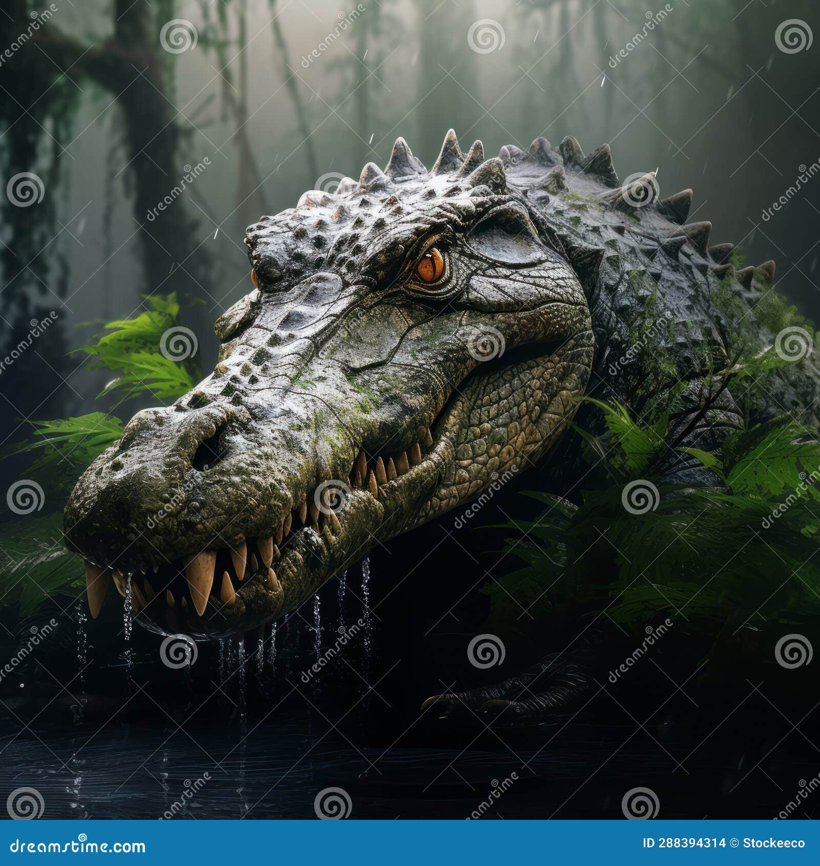 Hyper-realistic Crocodile Wallpaper with Detailed Foliage Stock ...