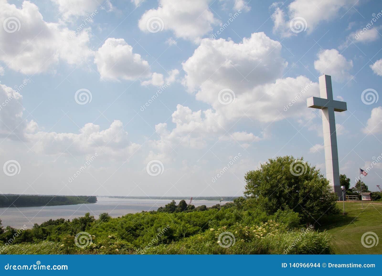 Large Cross Overlooking a River Editorial Stock Image - Image of ...