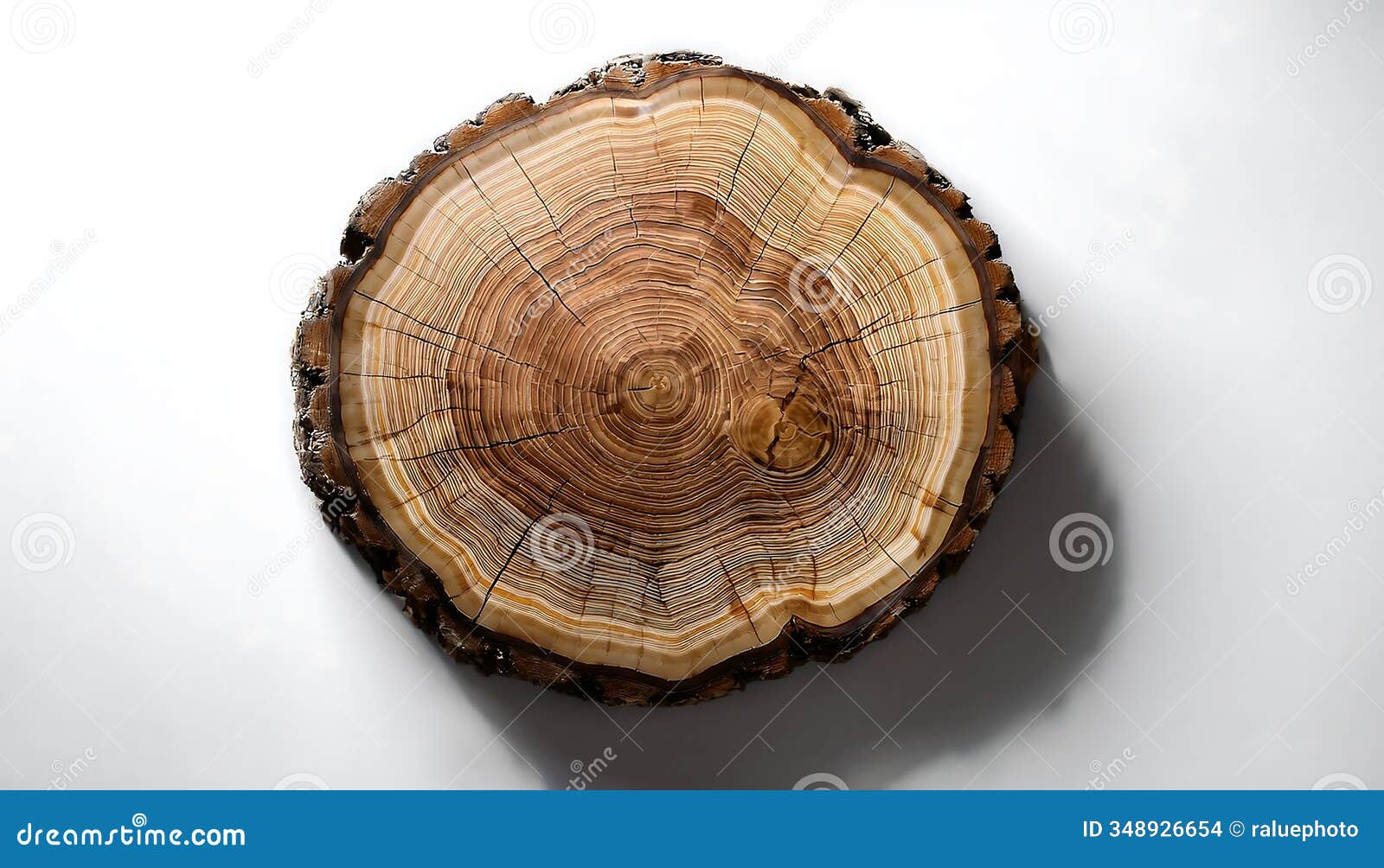 Large Cross-section of a Tree Trunk Sits on a White Background ...