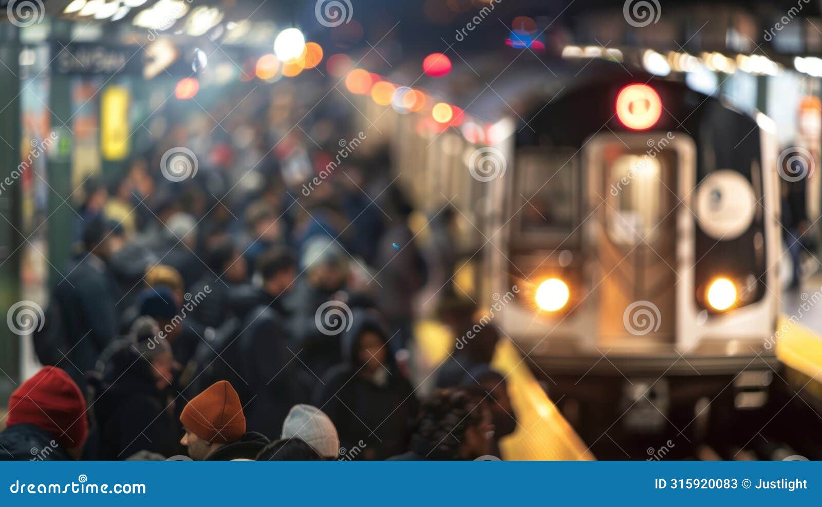 A Large Crowd of Commuters Waits Patiently As a Team of Transit ...