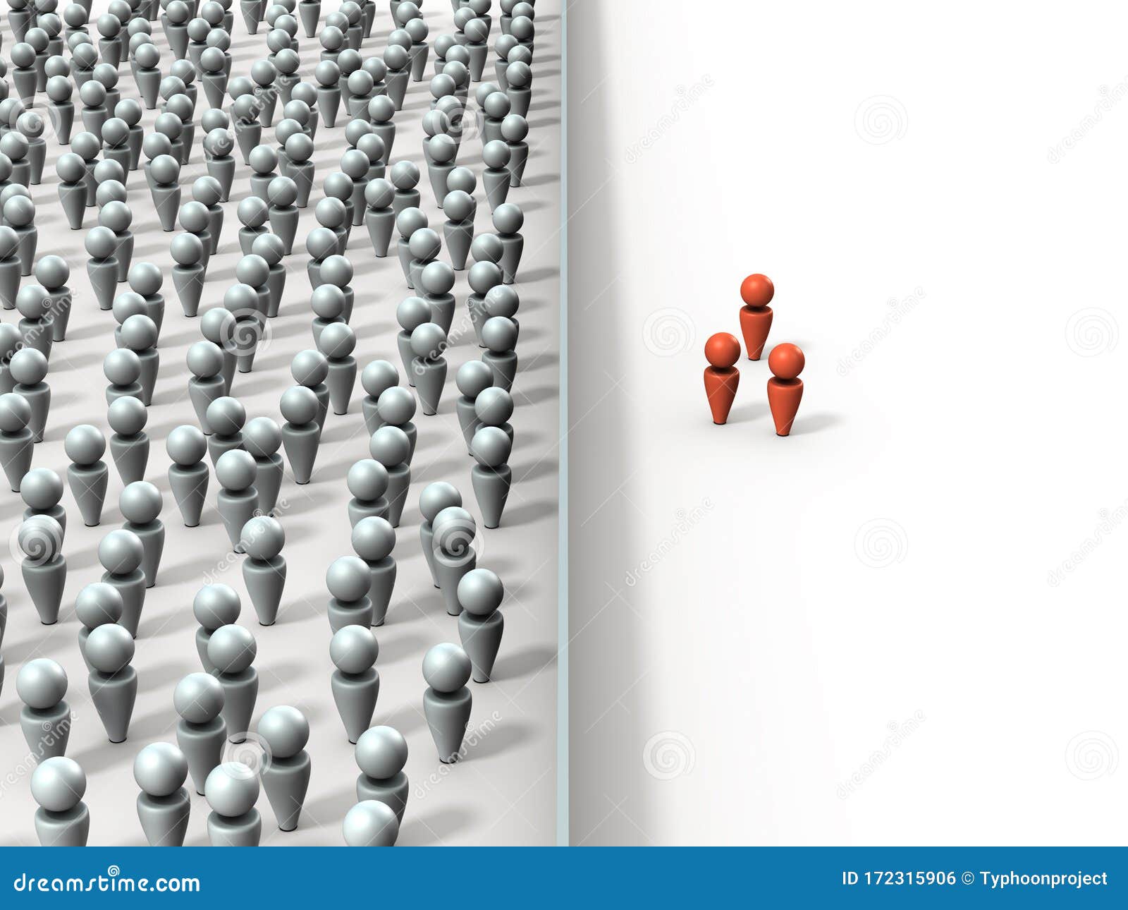 A Large Crowd and a Few People Separated by Walls. Stock Illustration ...