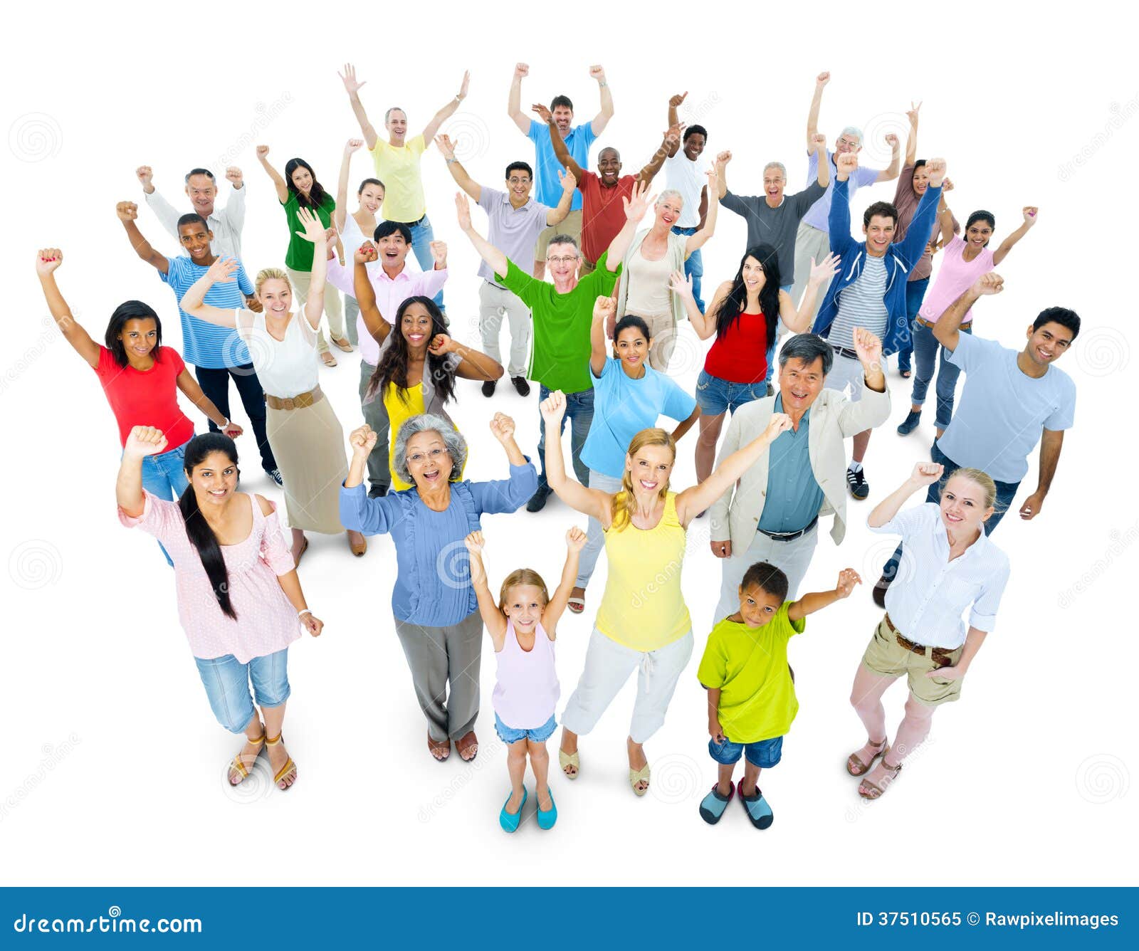 Large Crowd of People Cheering Stock Image - Image of african, mixed ...