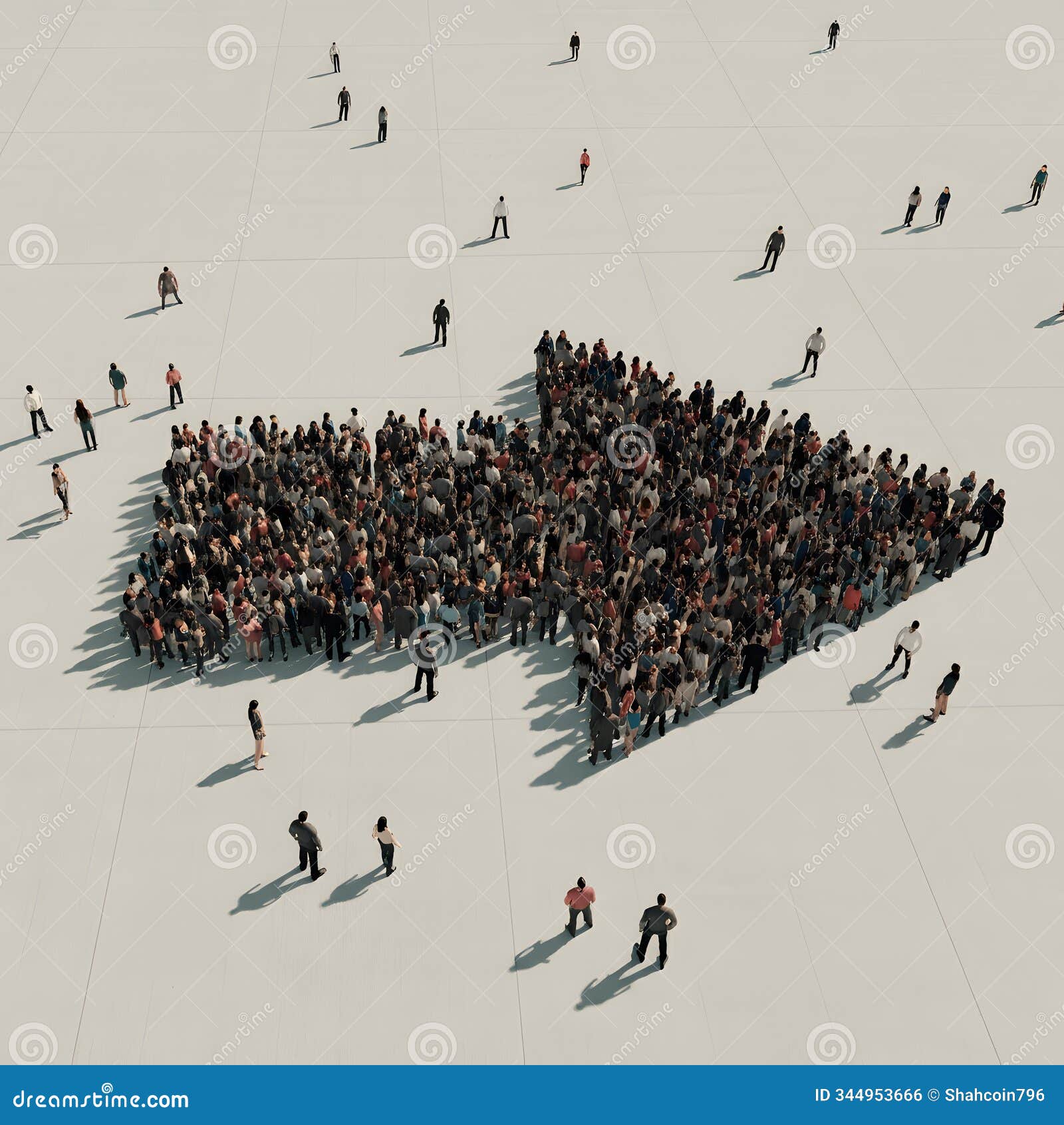Large Crowd of People Forming an Arrow Shape on Light-Colored Surface ...