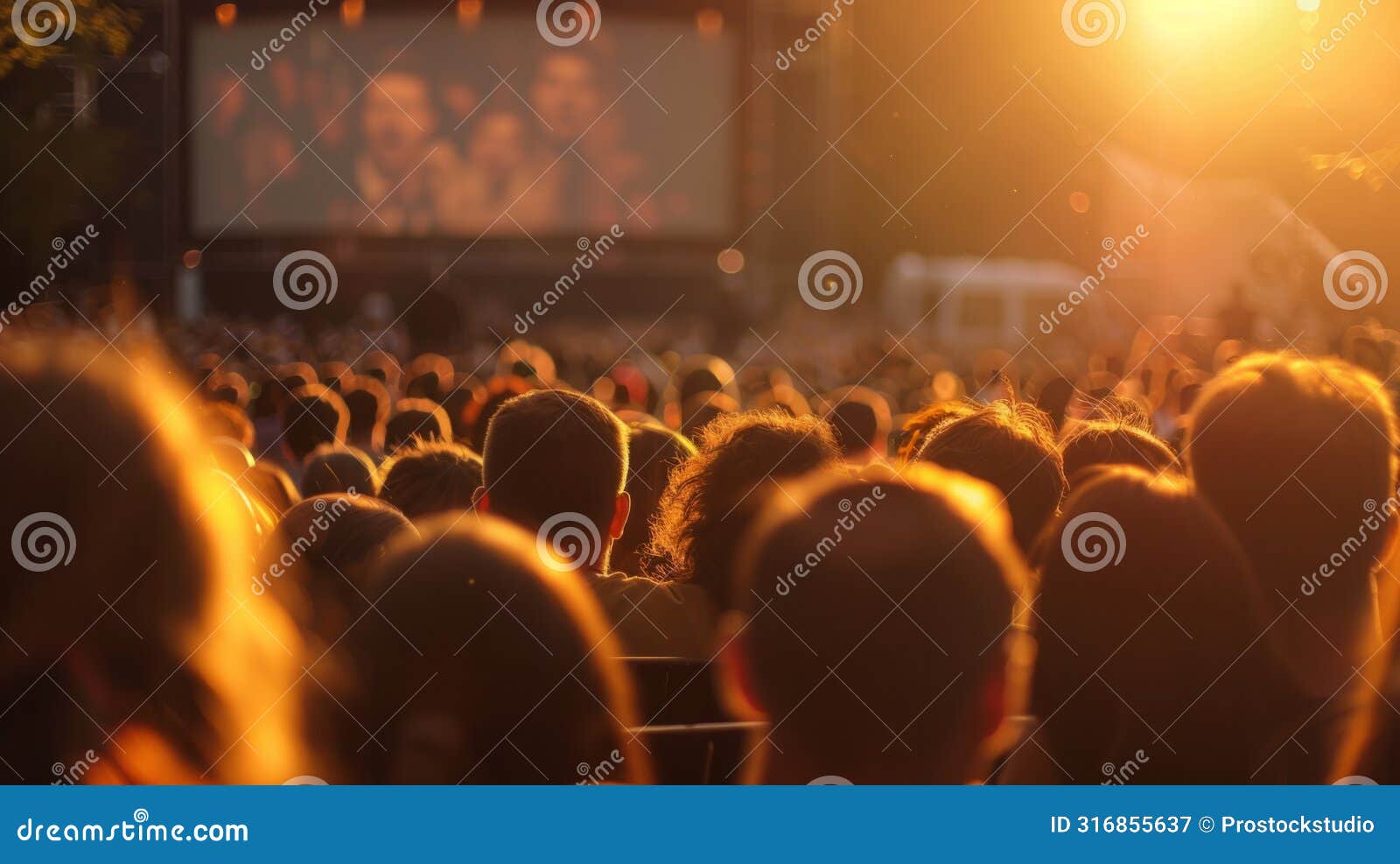 Crowd Watching Movie on Large Screen Stock Image - Image of people ...