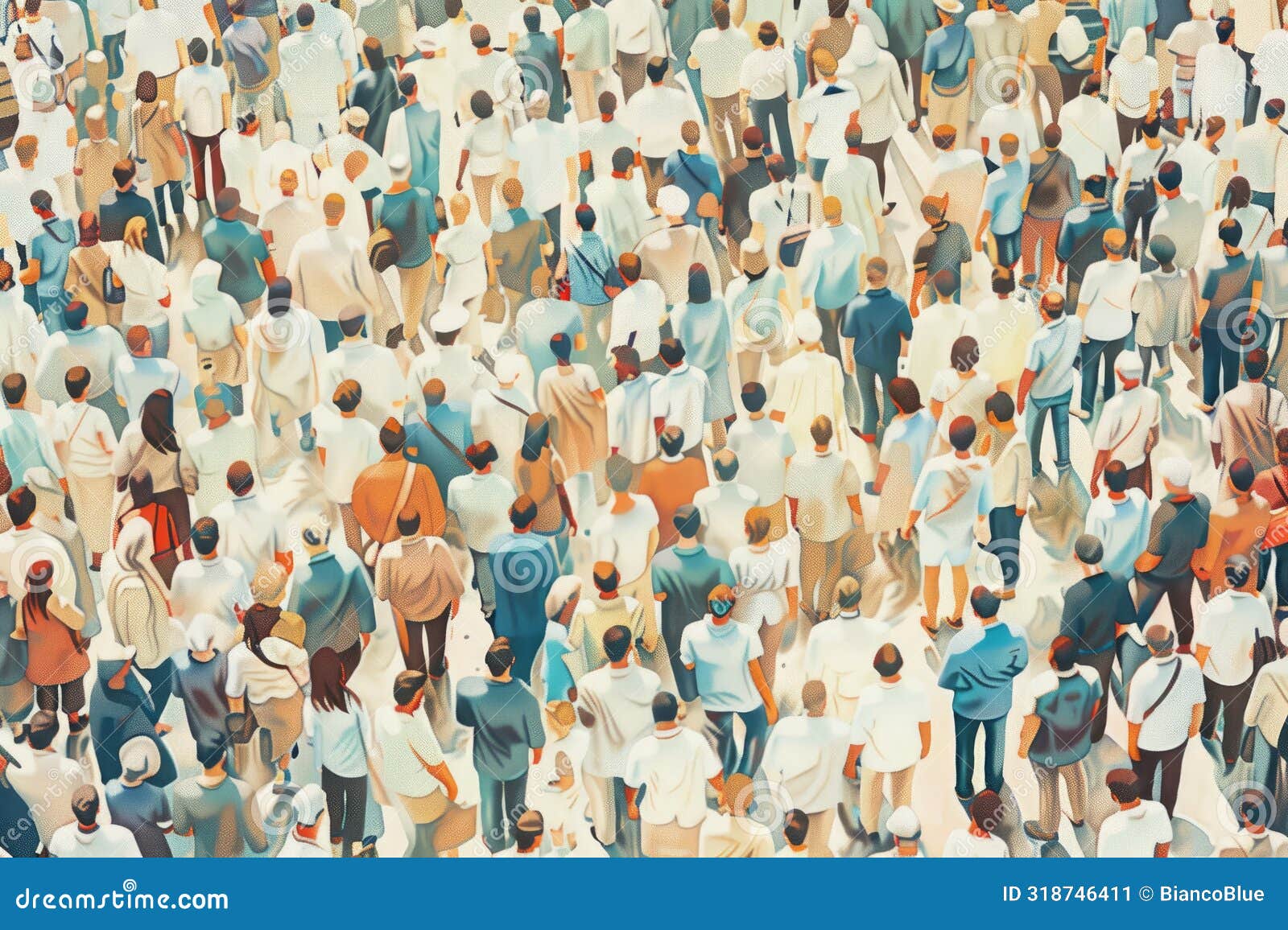 A Large Crowd of People Seen from Behind. AIG51A Stock Illustration ...