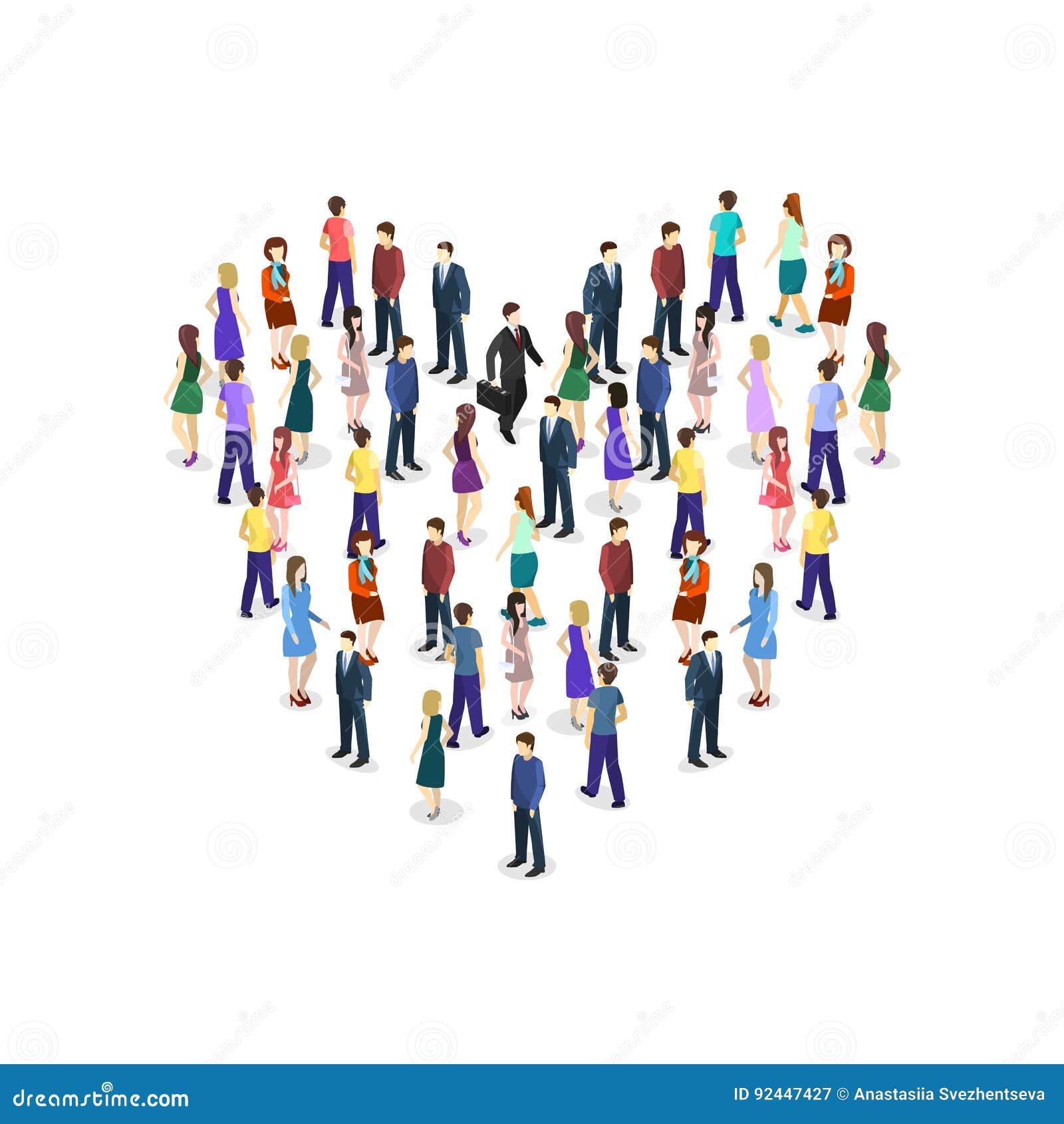 Large Crowd of People Standing in the Shape of Heart Stock Illustration ...