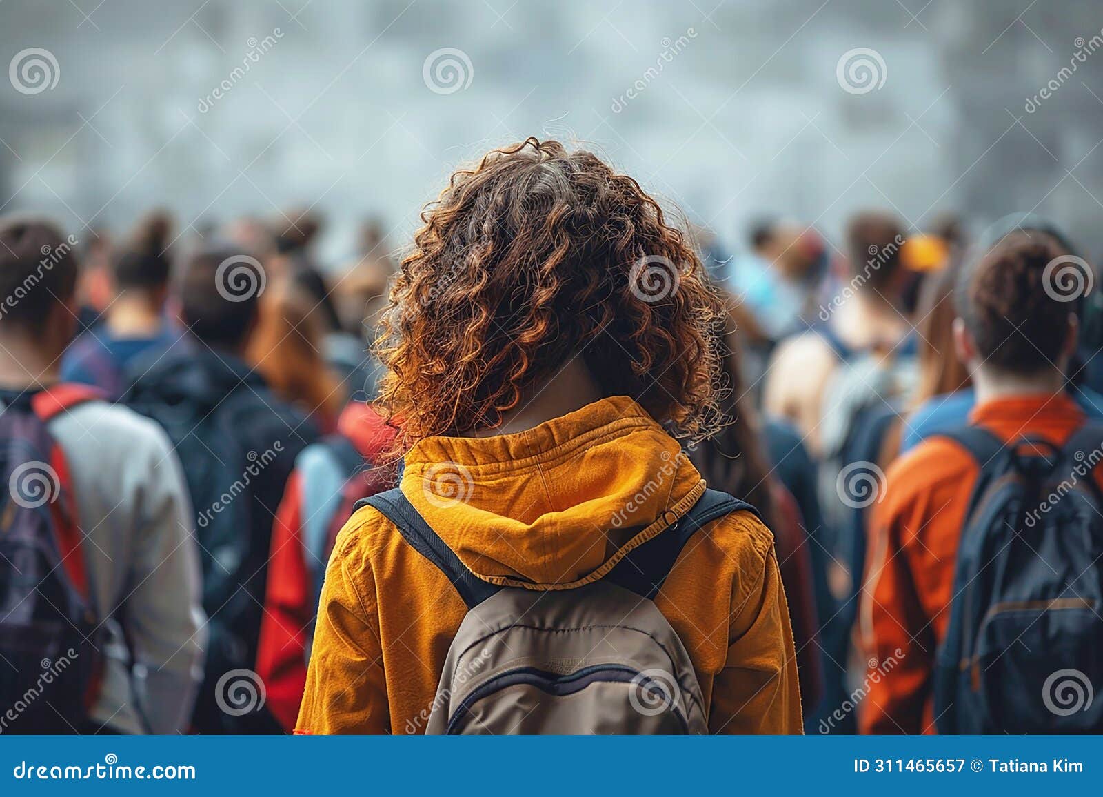 Large Crowd of People on Street Rear View. Stock Image - Image of adult ...