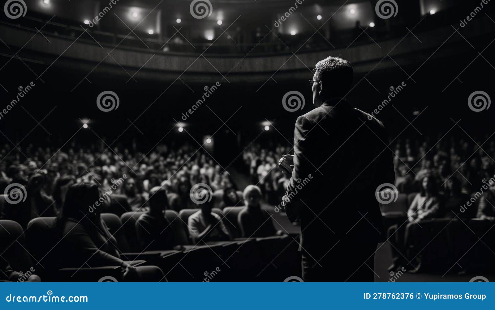 A Large Crowd Sits in the Auditorium, Watching the Performance ...